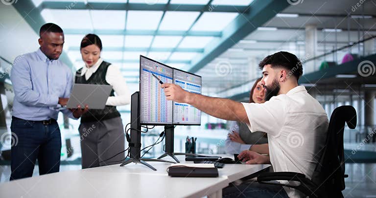 People Working with Spreadsheet Data Stock Photo - Image of ...