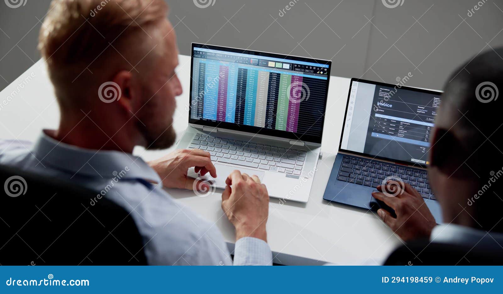 People Working with Spreadsheet Data Stock Image - Image of spreadsheet ...