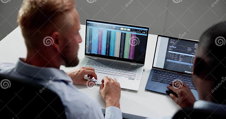 People Working with Spreadsheet Data Stock Image - Image of spreadsheet ...