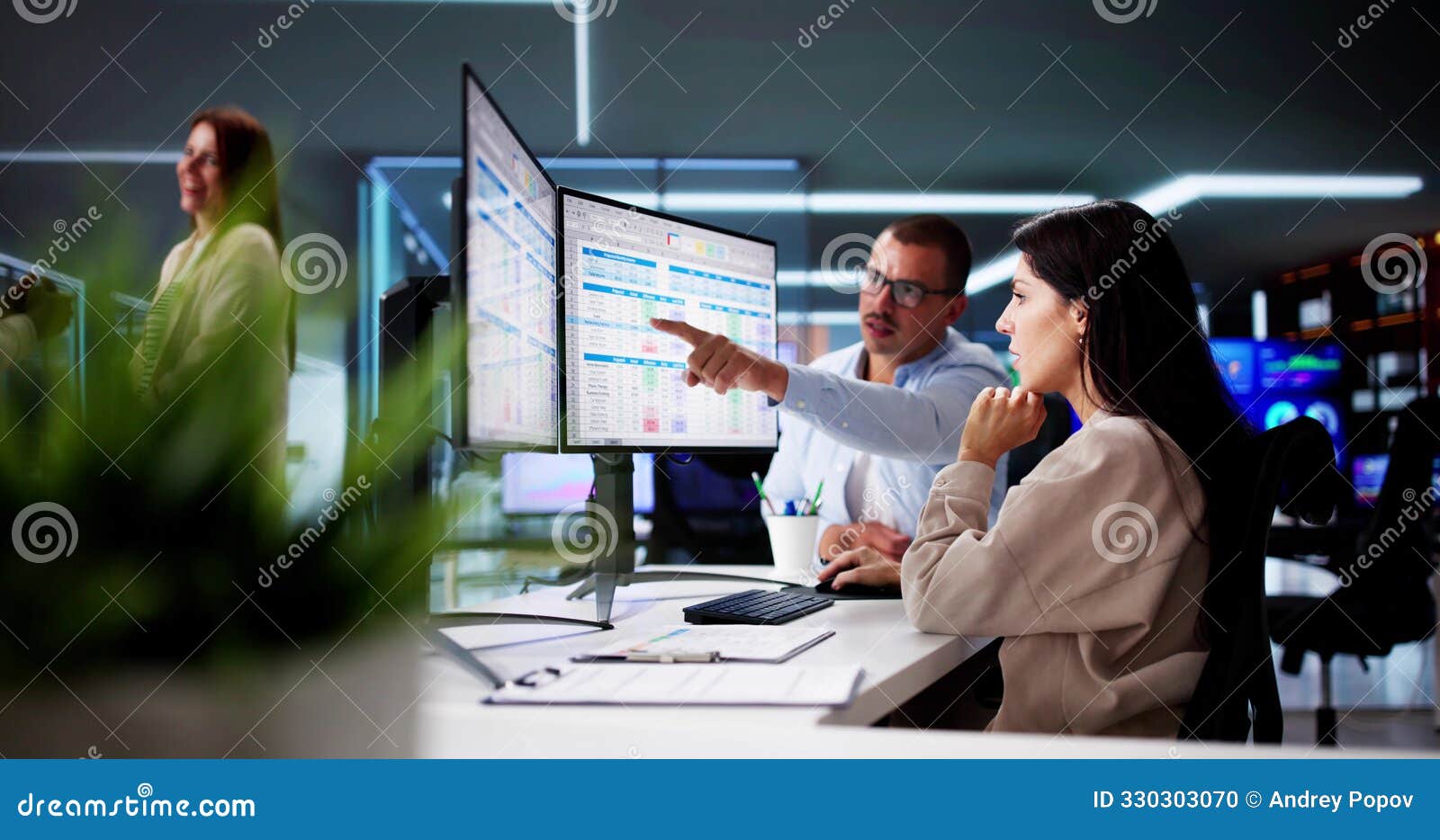 People Working with Spreadsheet Data Stock Photo - Image of clipboard ...