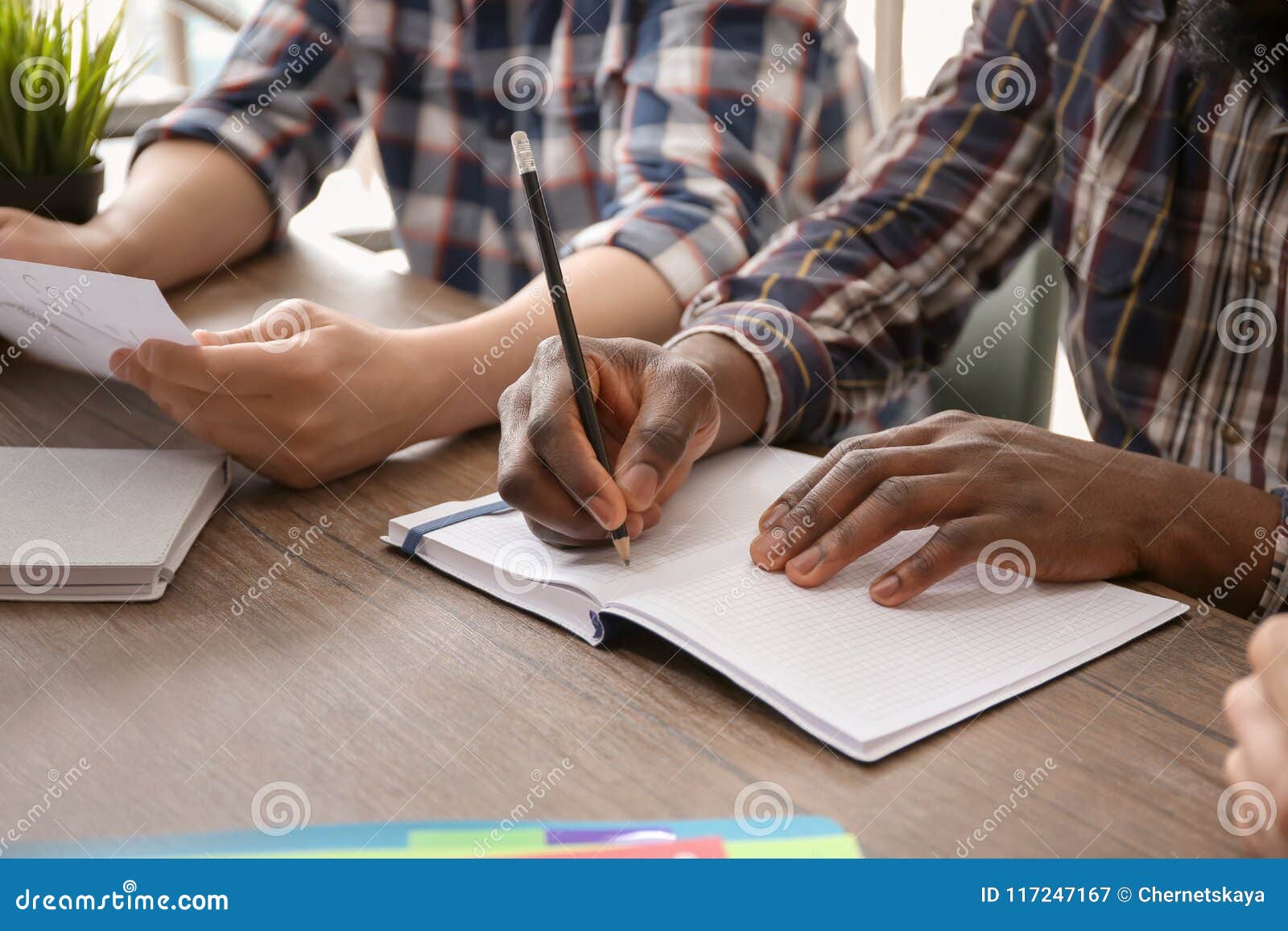 People Working at Table, Closeup of Hands. Stock Image - Image of ...