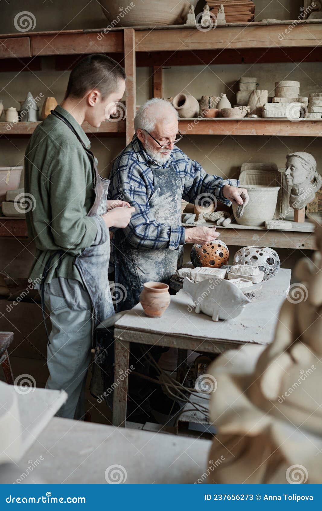 People Working in Team in Pottery Workshop Stock Image - Image of ...