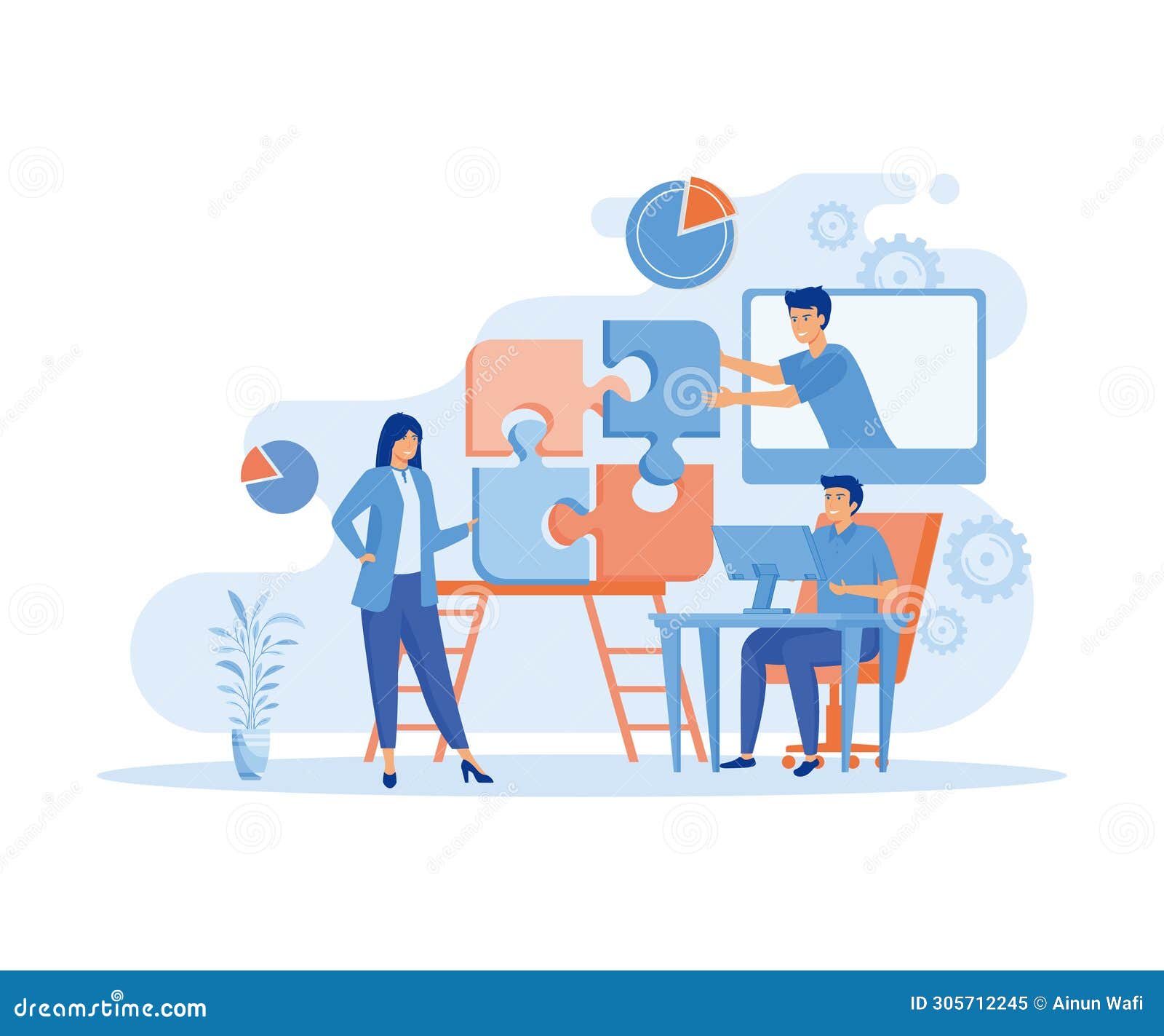 People Working Together. Joint Teamwork, Business Team Building Stock ...