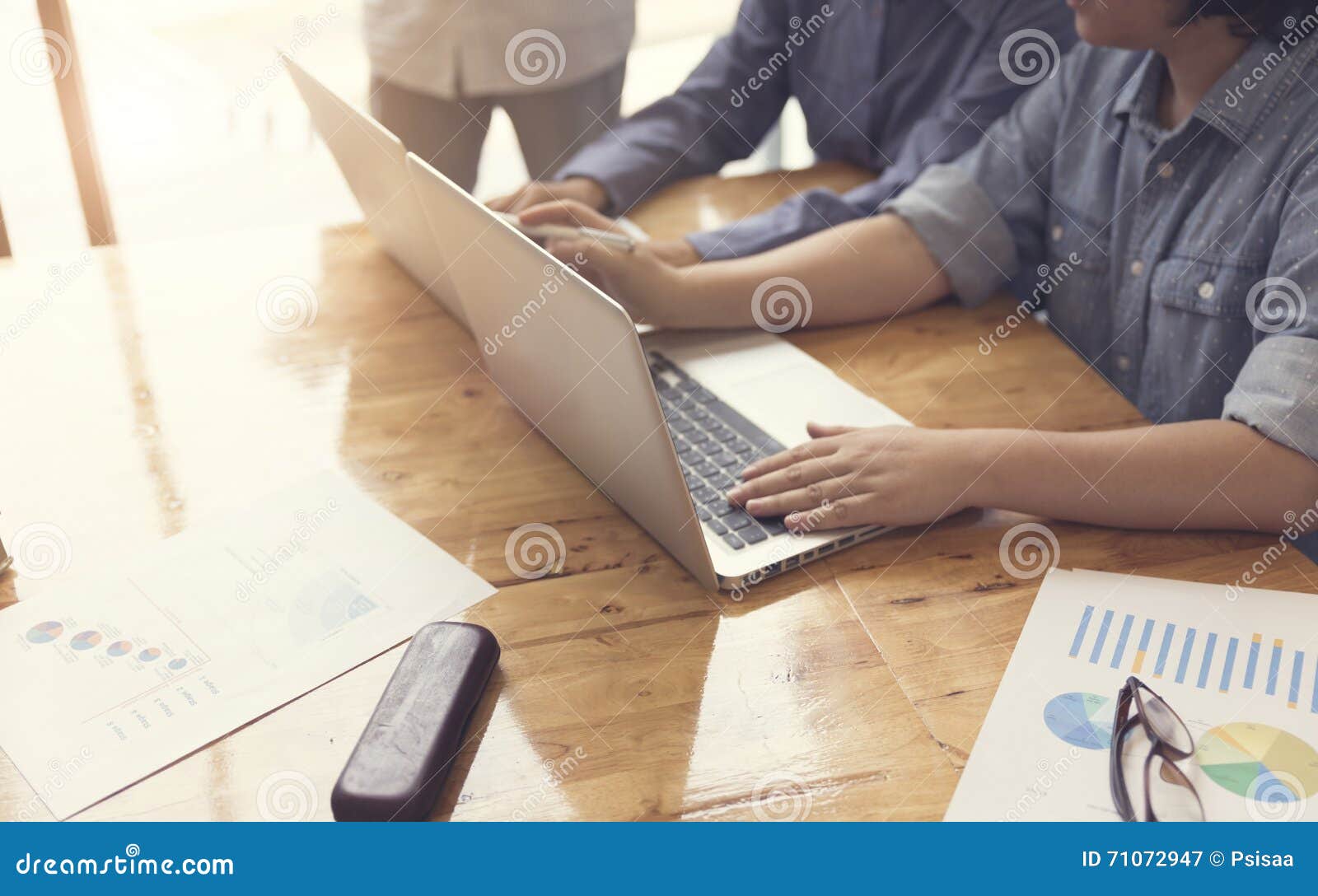People Working Together with Laptop Computer Stock Image - Image of ...