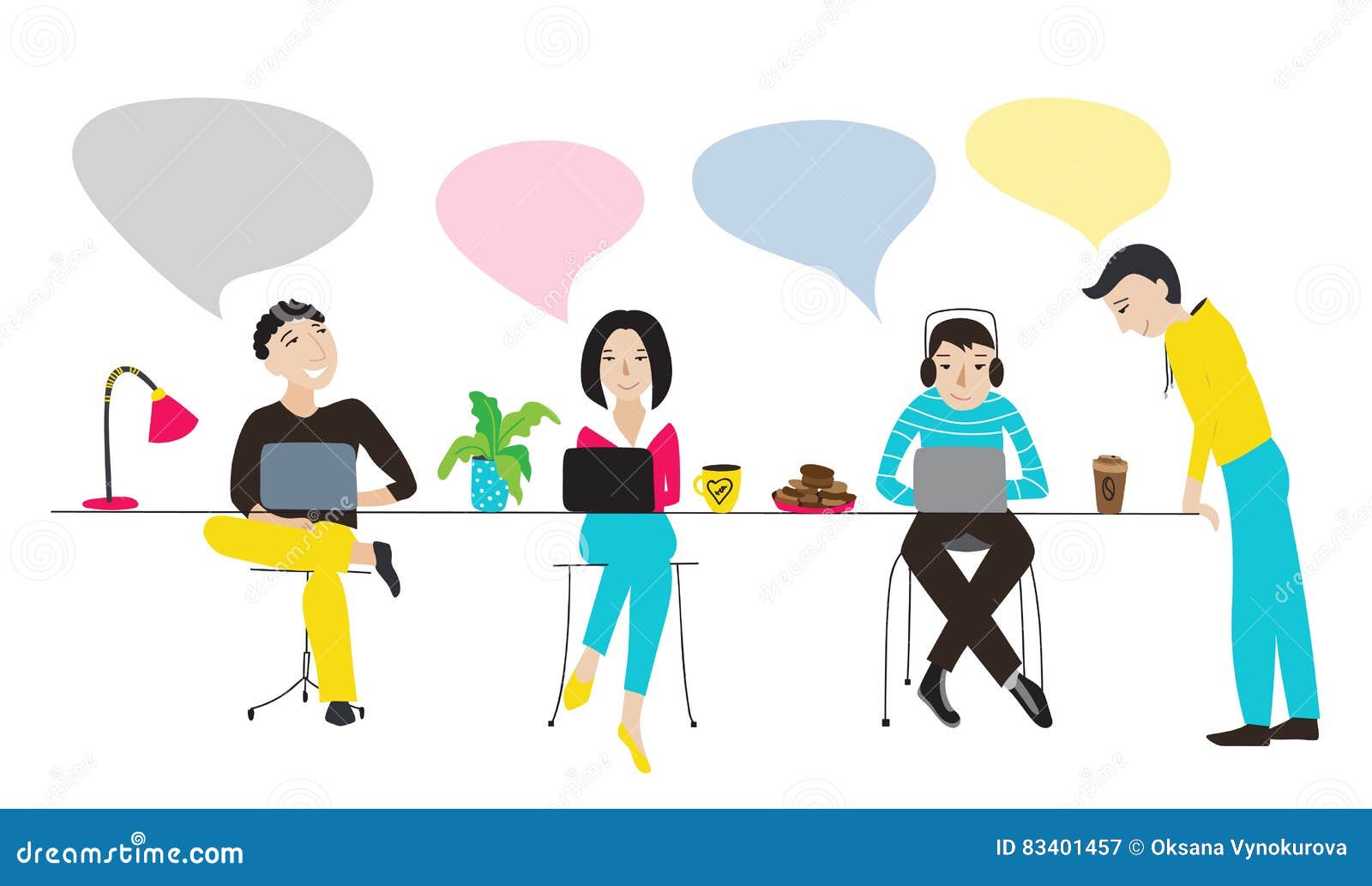 People Working Together with Speech Bubbles Vector Stock Vector ...