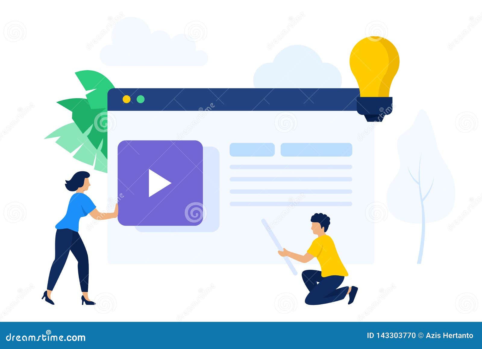 People Working Together To Create Website Content Stock Illustration ...