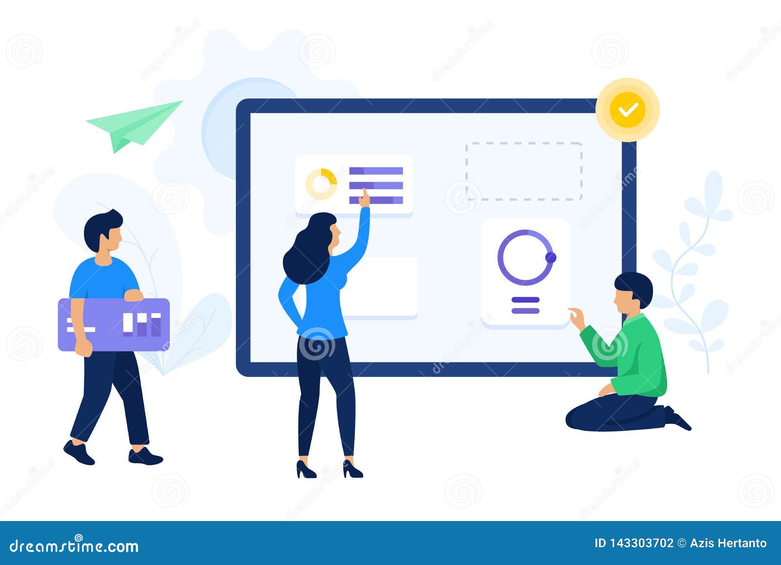 People are Working Together To Finish Project Stock Illustration ...