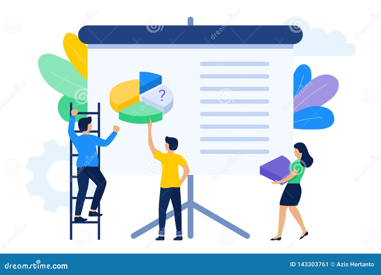 People Working Together To Make Presentation Stock Illustration ...