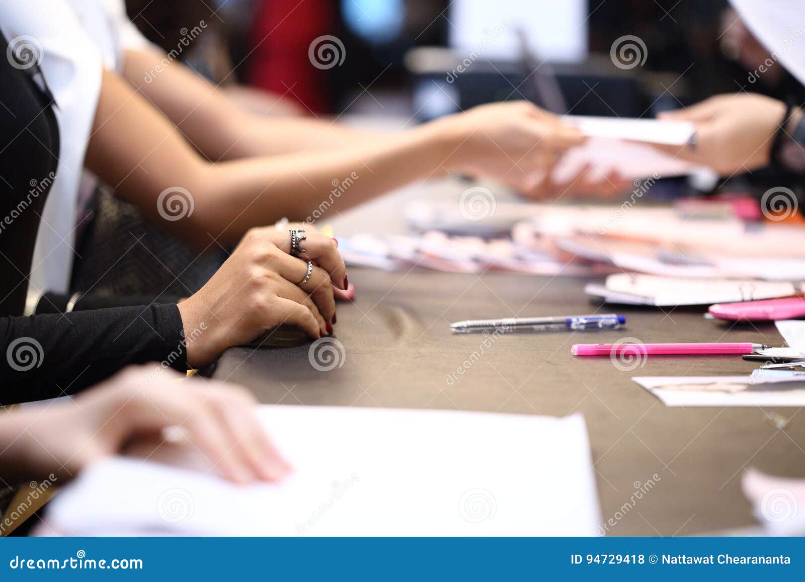 People Write Application Form and Submit Document for Job Interview ...