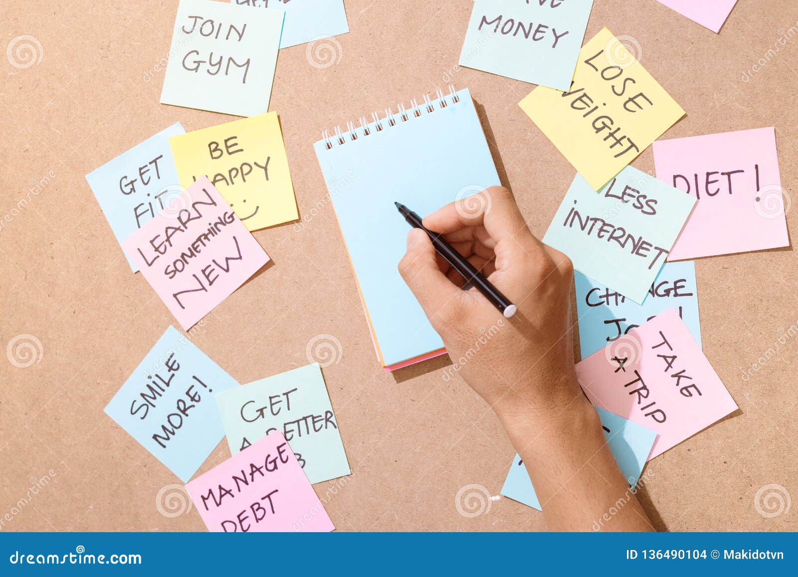 People Write Down an Important Note, Using on the Paper Stickers Post ...