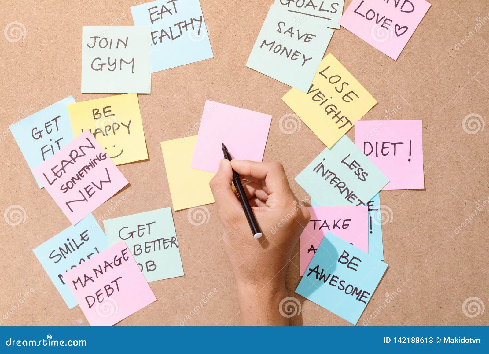 People Write Down an Important Note, Using on the Paper Stickers Post ...