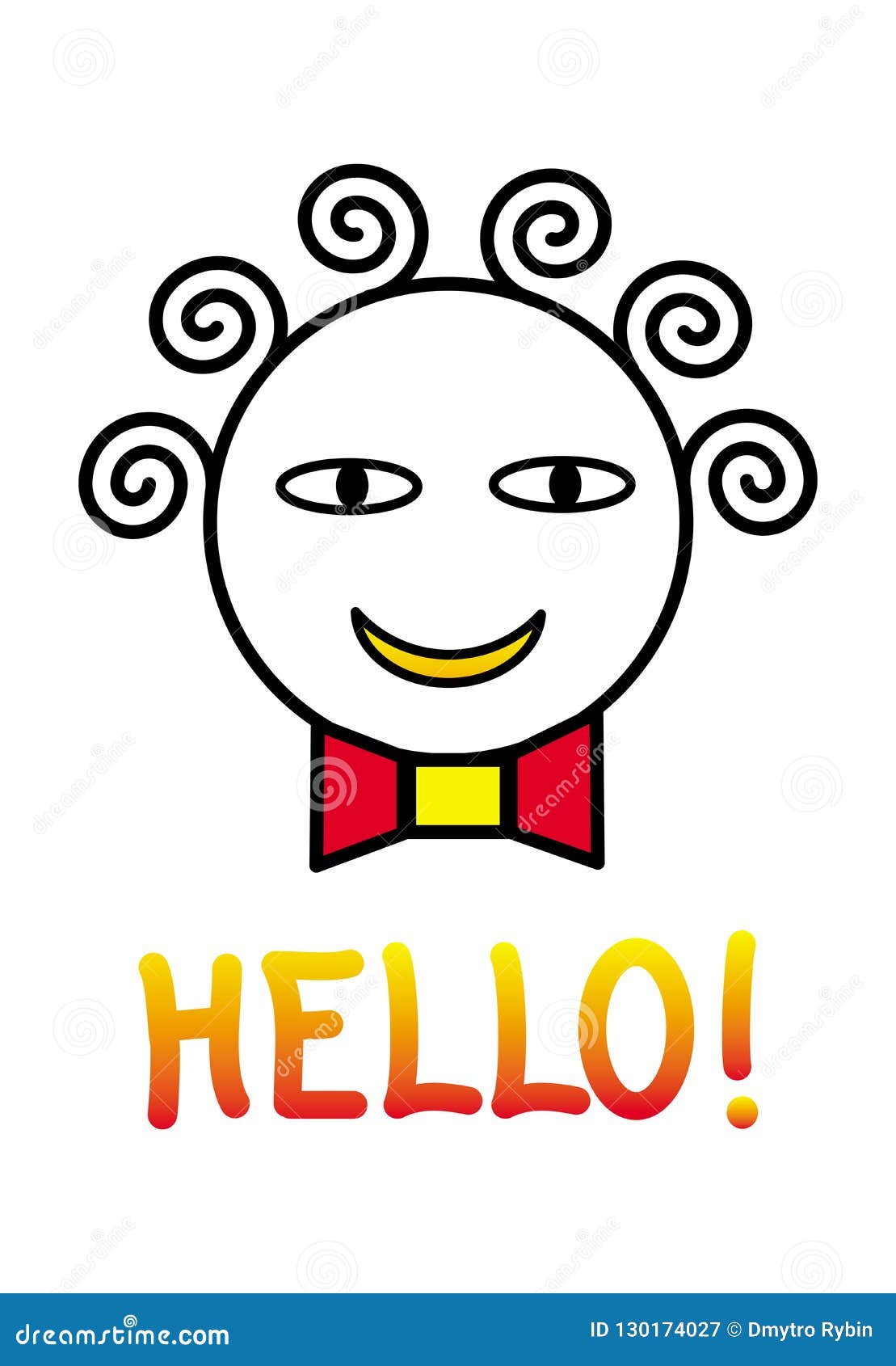 Funny Smiling Little Man with the Inscription Hello. Vector Drawing ...