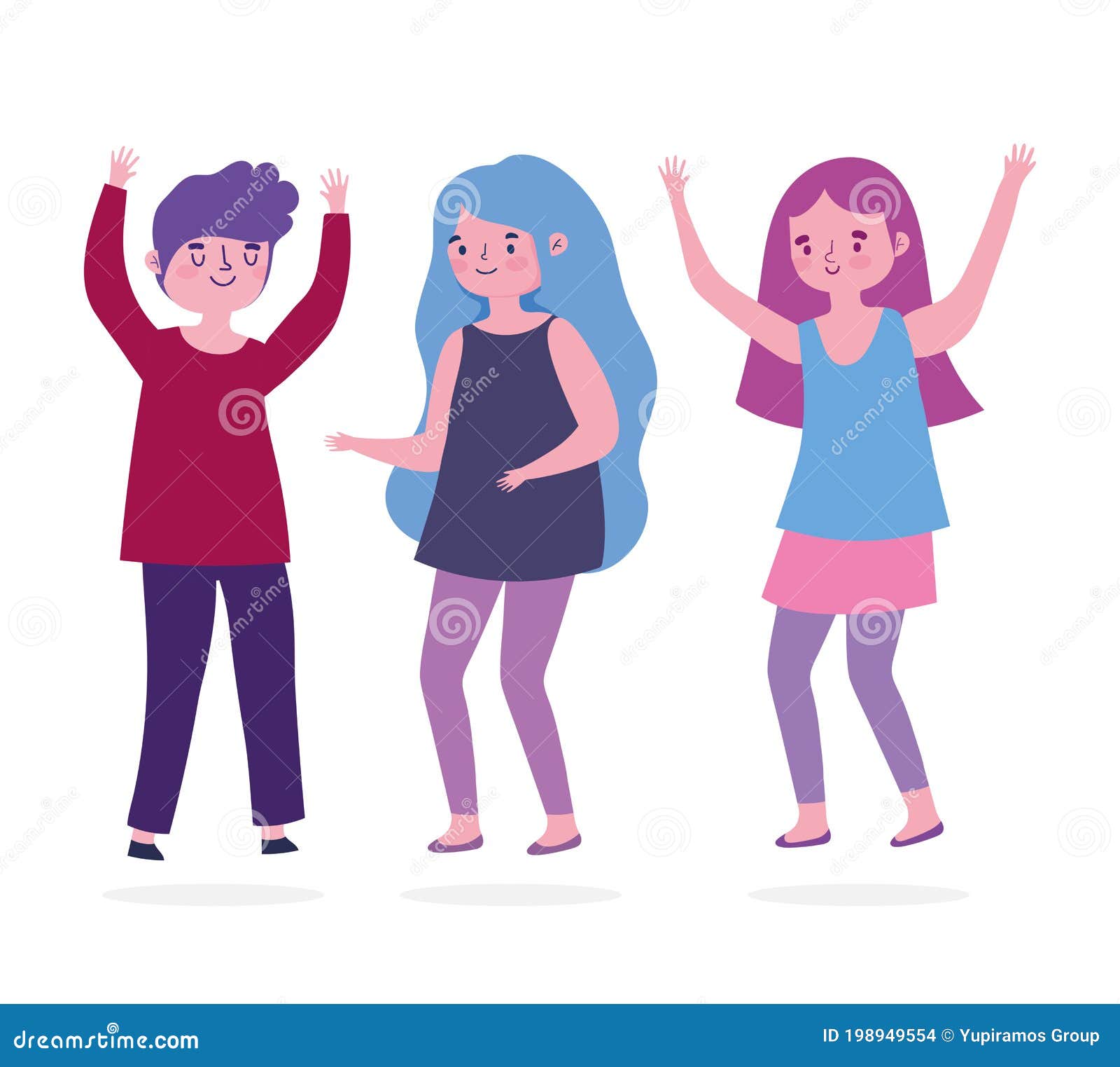 People Young Cartoon Character Celebrating Stock Vector - Illustration ...