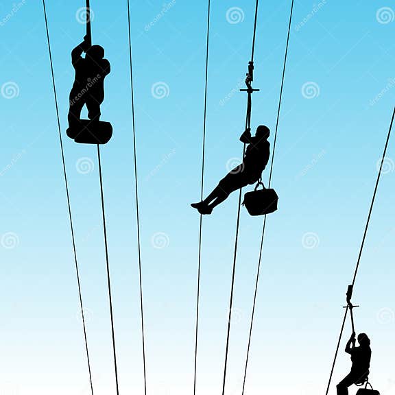 People on Zip Line stock vector. Illustration of white - 42071301
