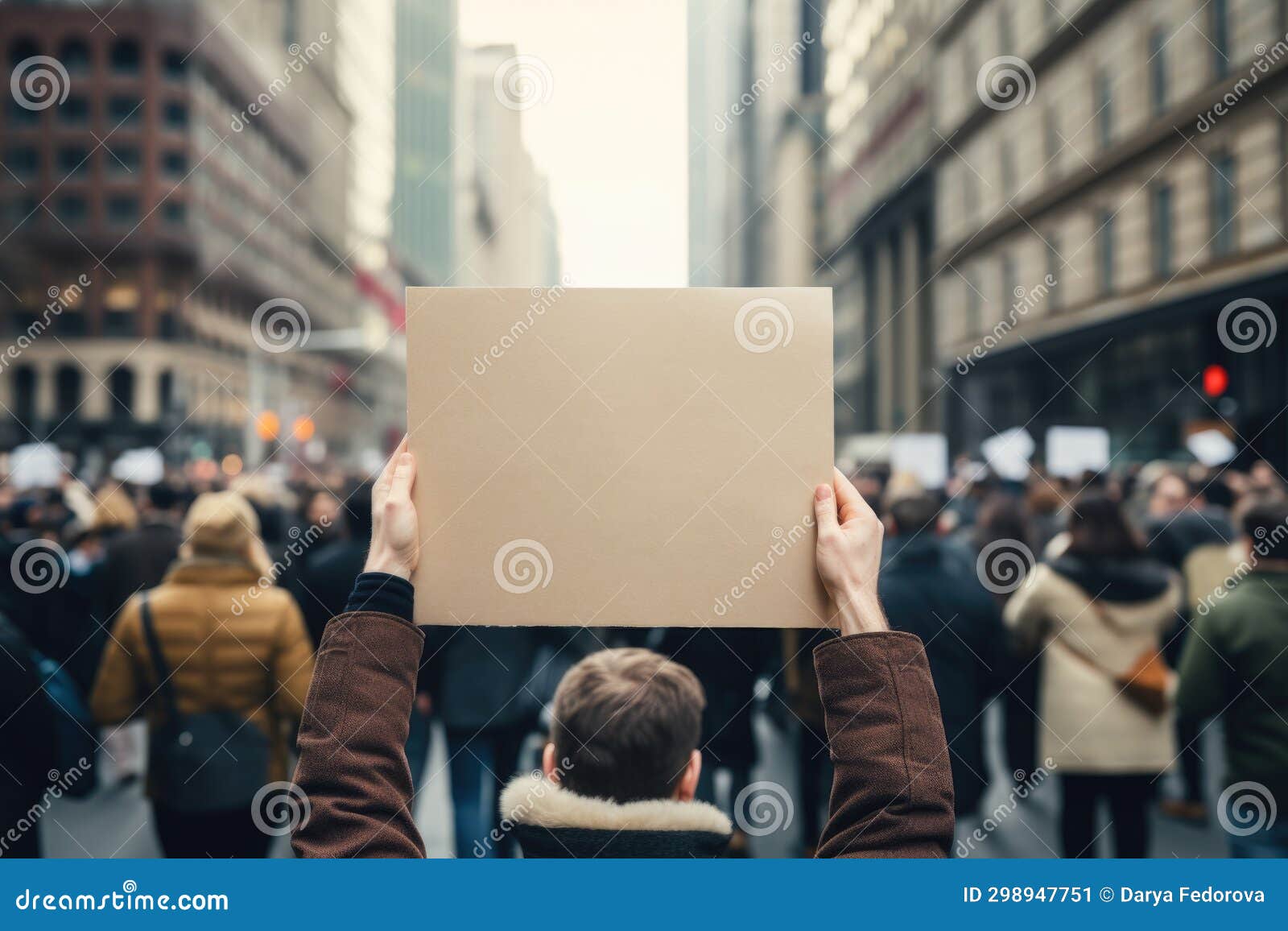 Peoples with Empty Placards and Posters in the Street Stock ...