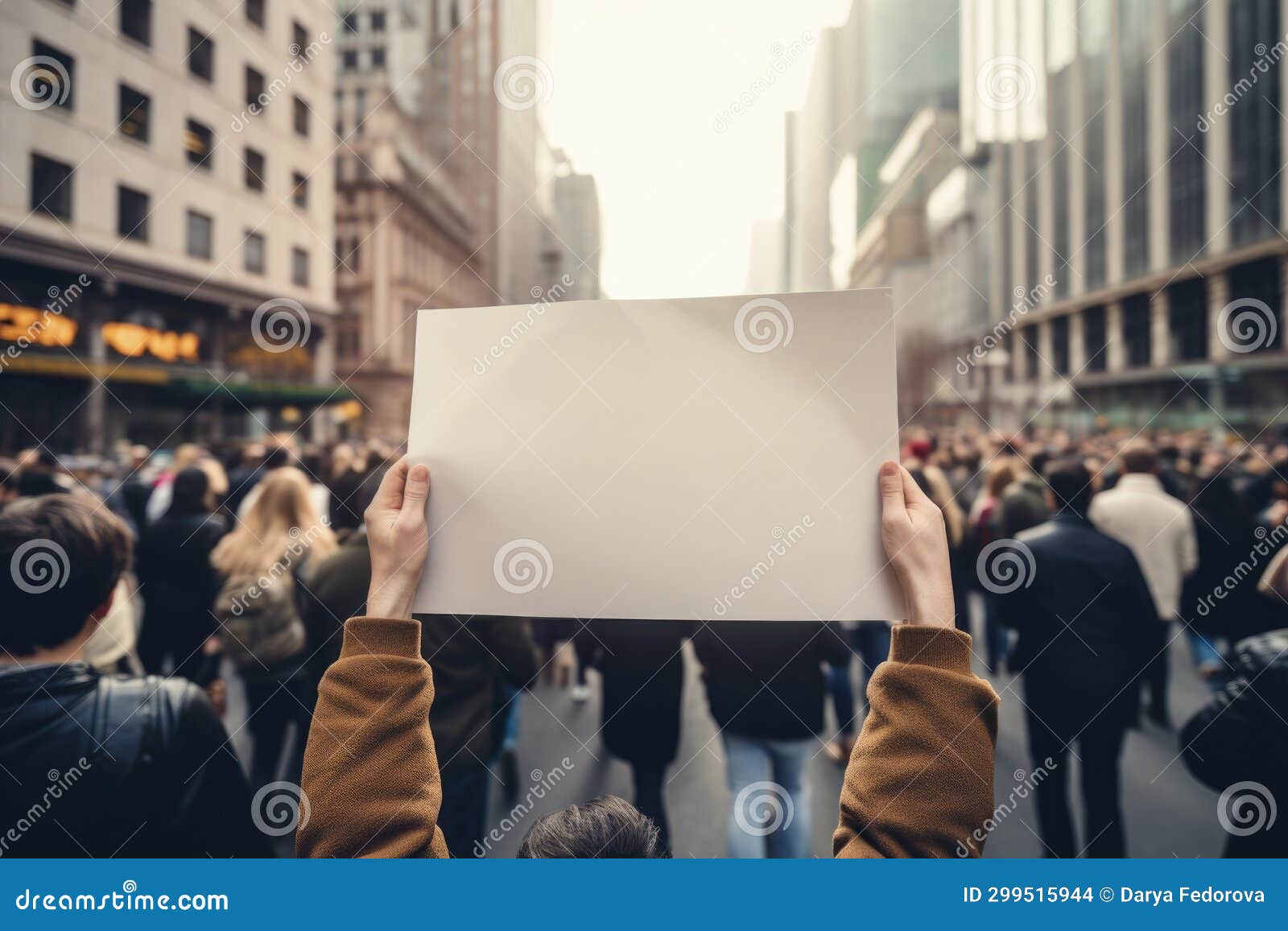 Peoples with Empty Placards and Posters in the Street Stock Photo ...
