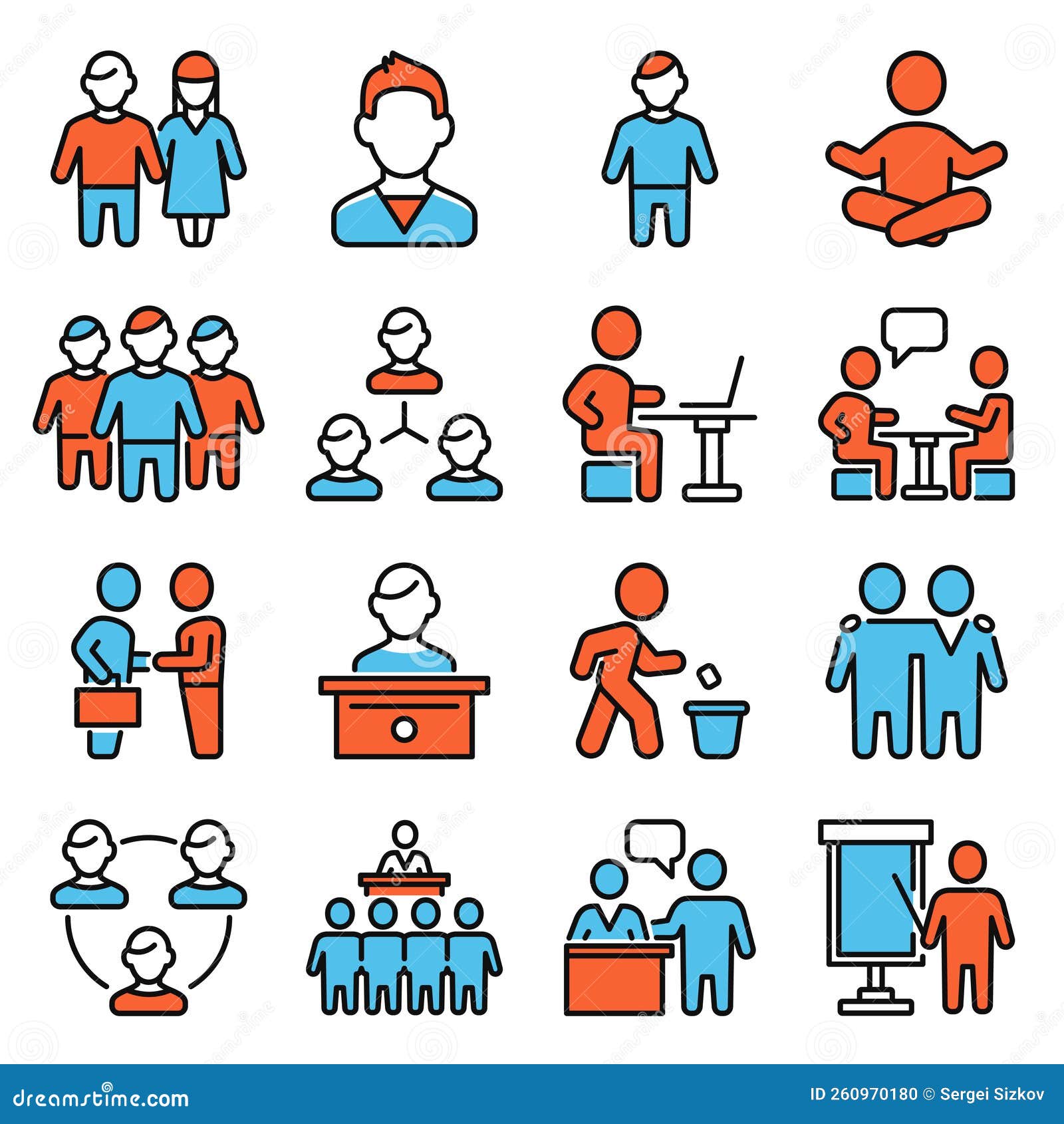 Peoples Icons Set on White Background. Vector Stock Vector ...