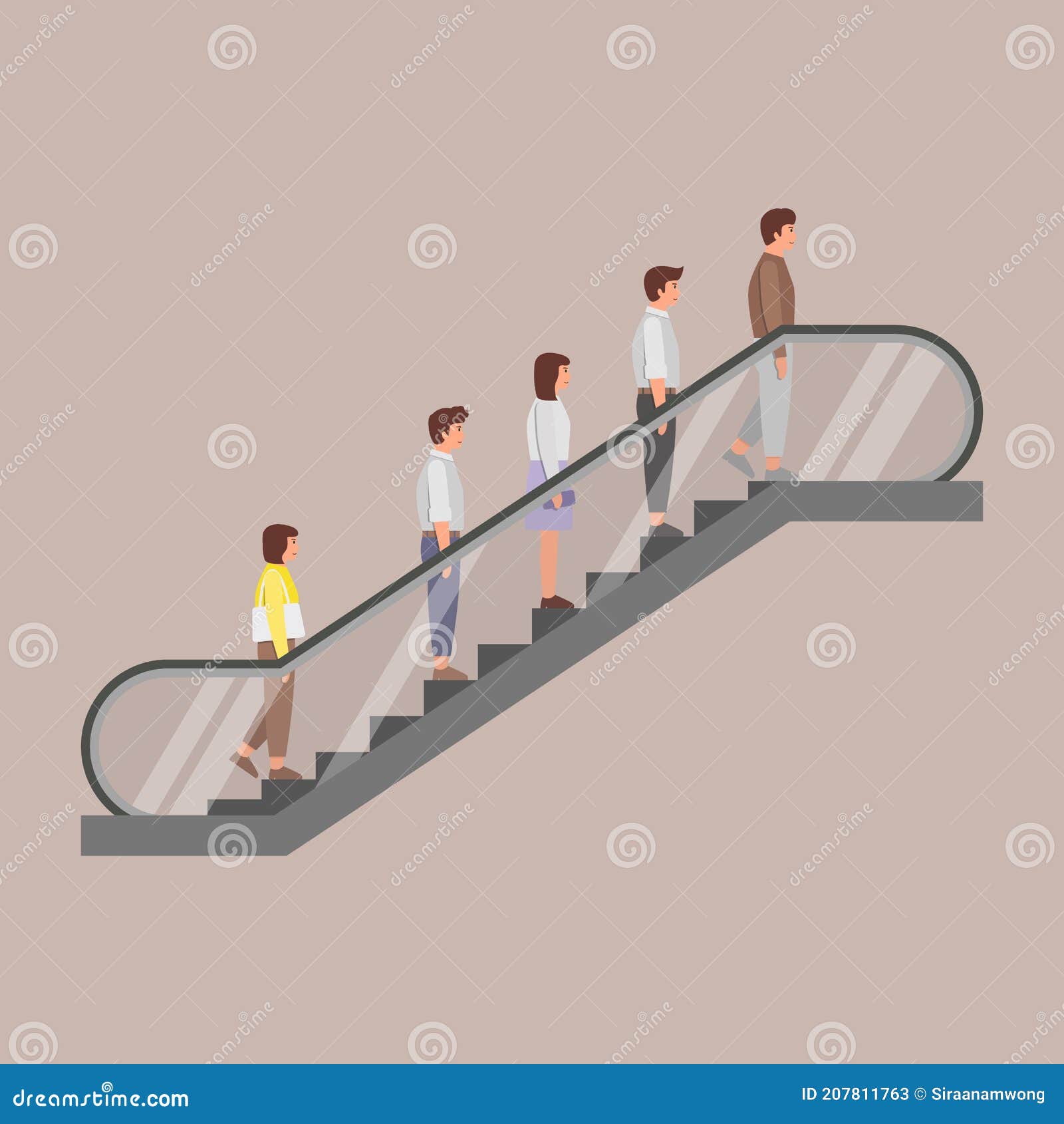 Peoples Standing On The Escalator Cartoon Vector | CartoonDealer.com ...