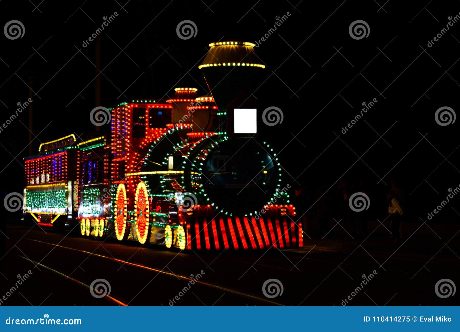 Train with Light Decorations on Display Stock Image - Image of santa ...