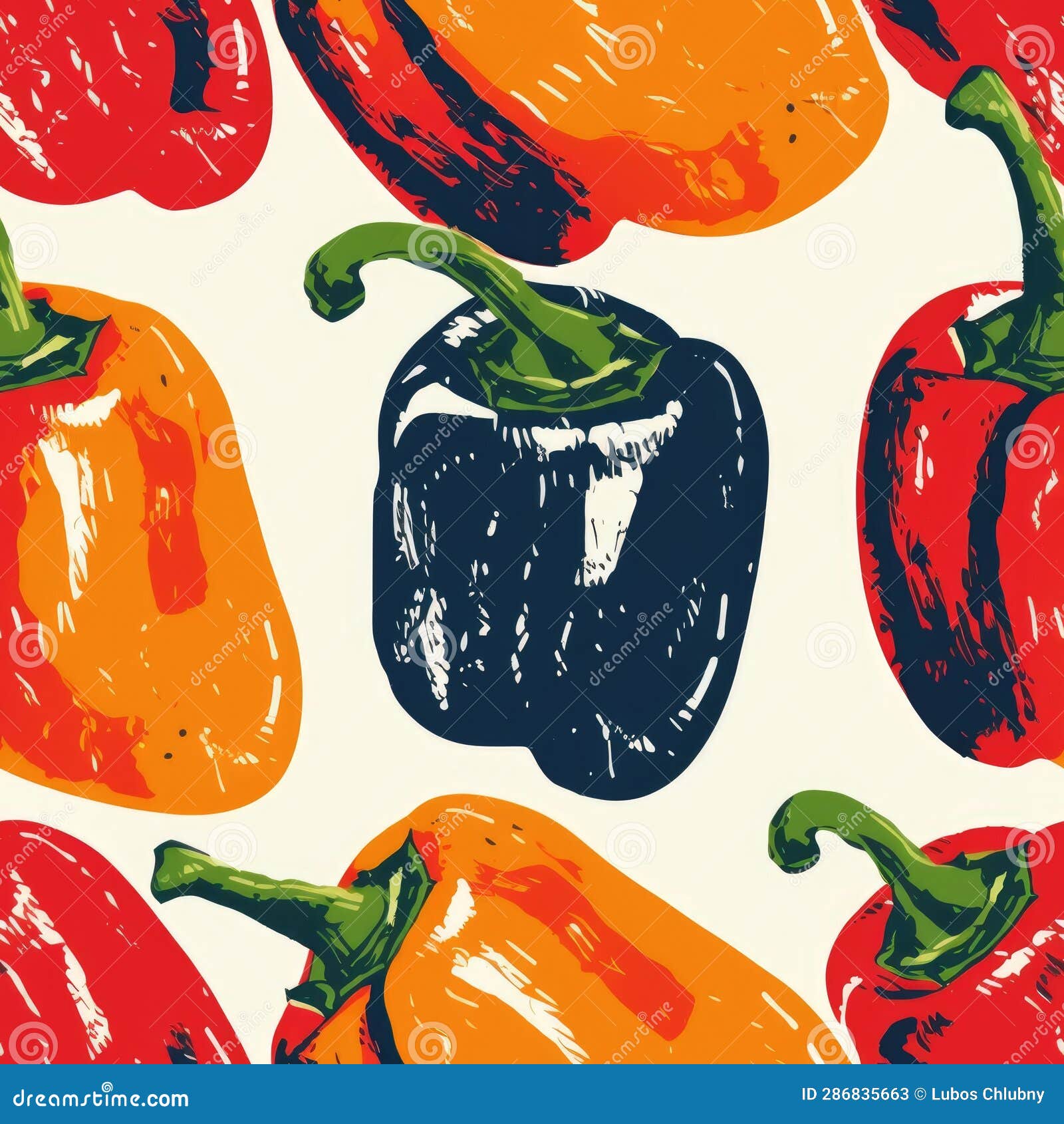 Pepper. Colorful Cute Screen Printing Effect. Riso Print Effect Stock ...