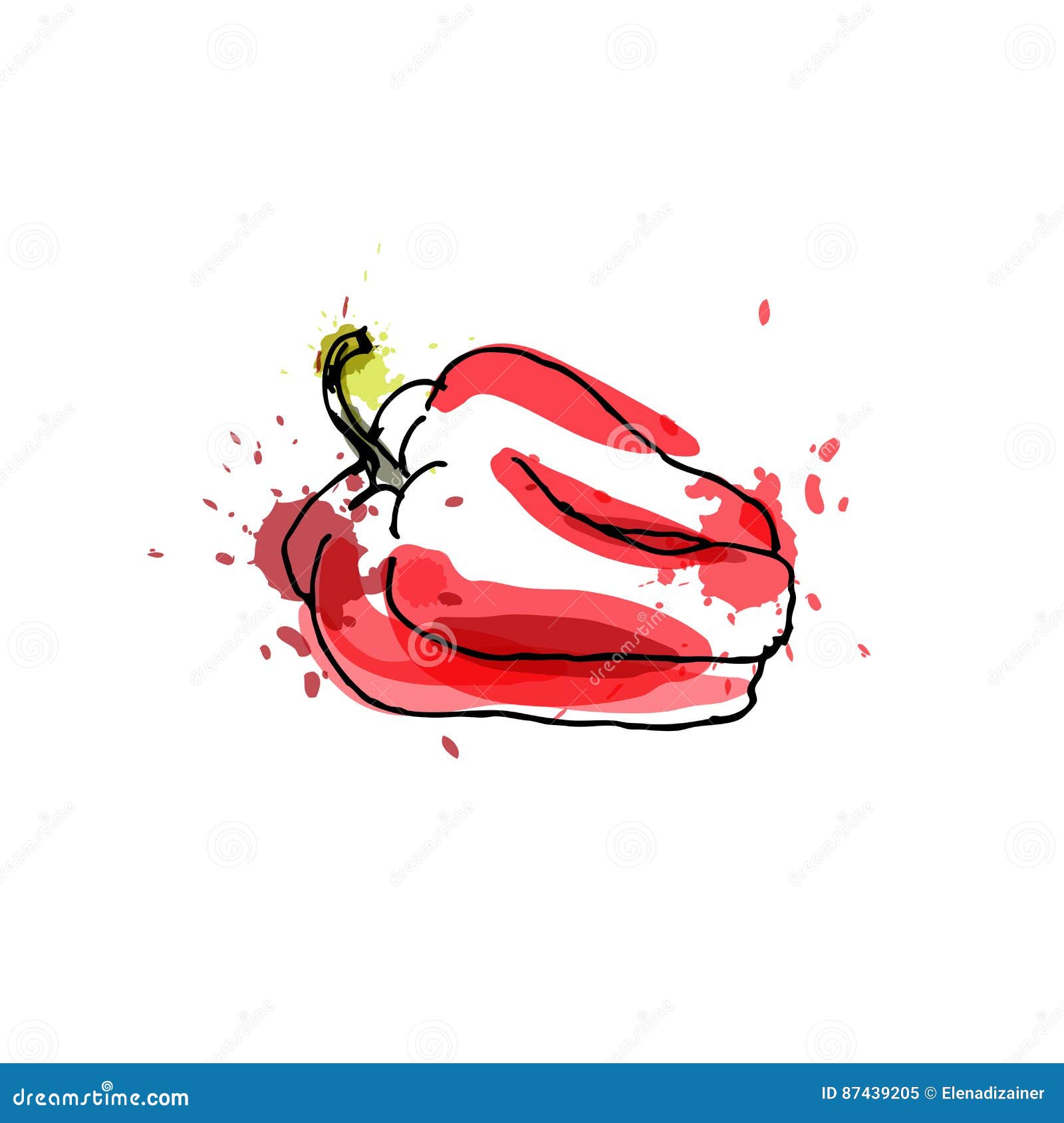 Pepper Drawing. Isolated On White Background. Cartoon Vector ...