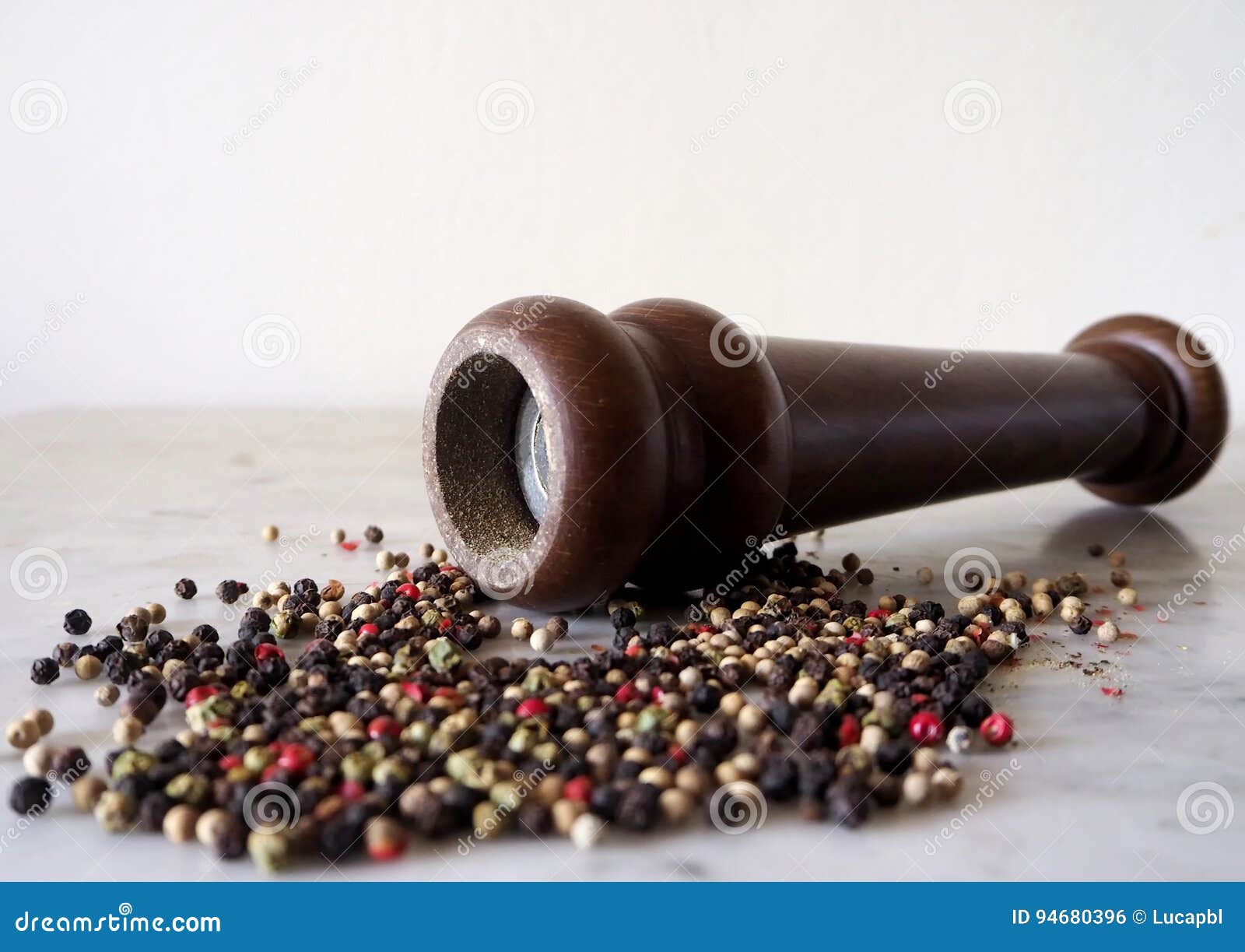 Pepper Grinder with Colorful Peppercorn Stock Photo - Image of pepper ...