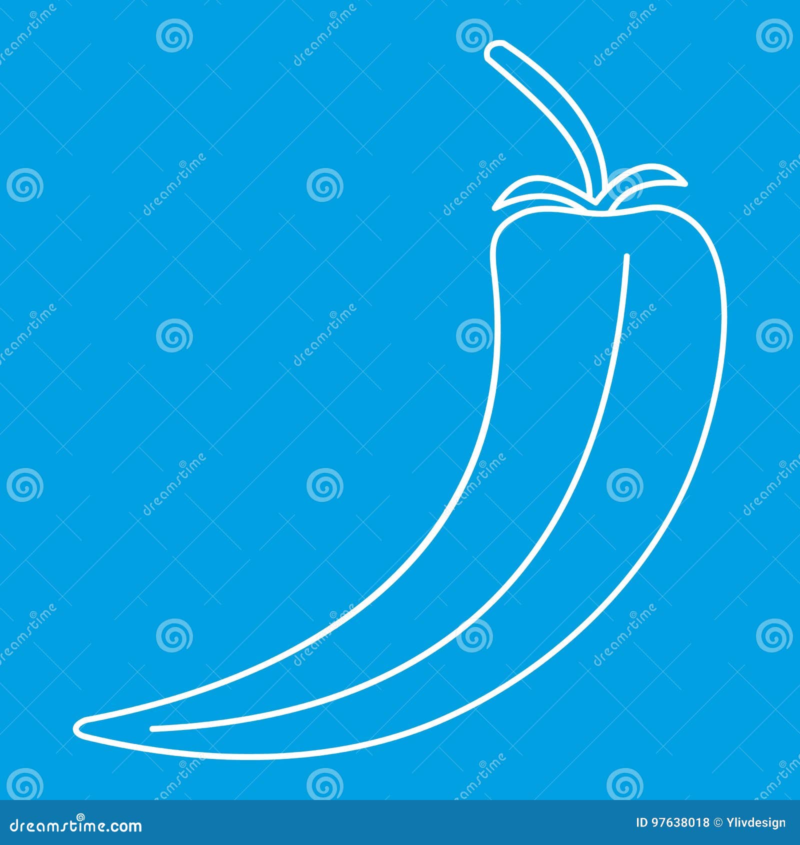 Pepper icon, outline style stock vector. Illustration of mexican - 97638018