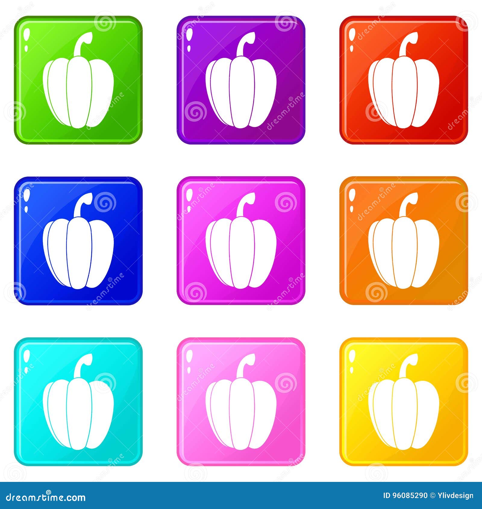 Pepper icons 9 set stock vector. Illustration of eating - 96085290