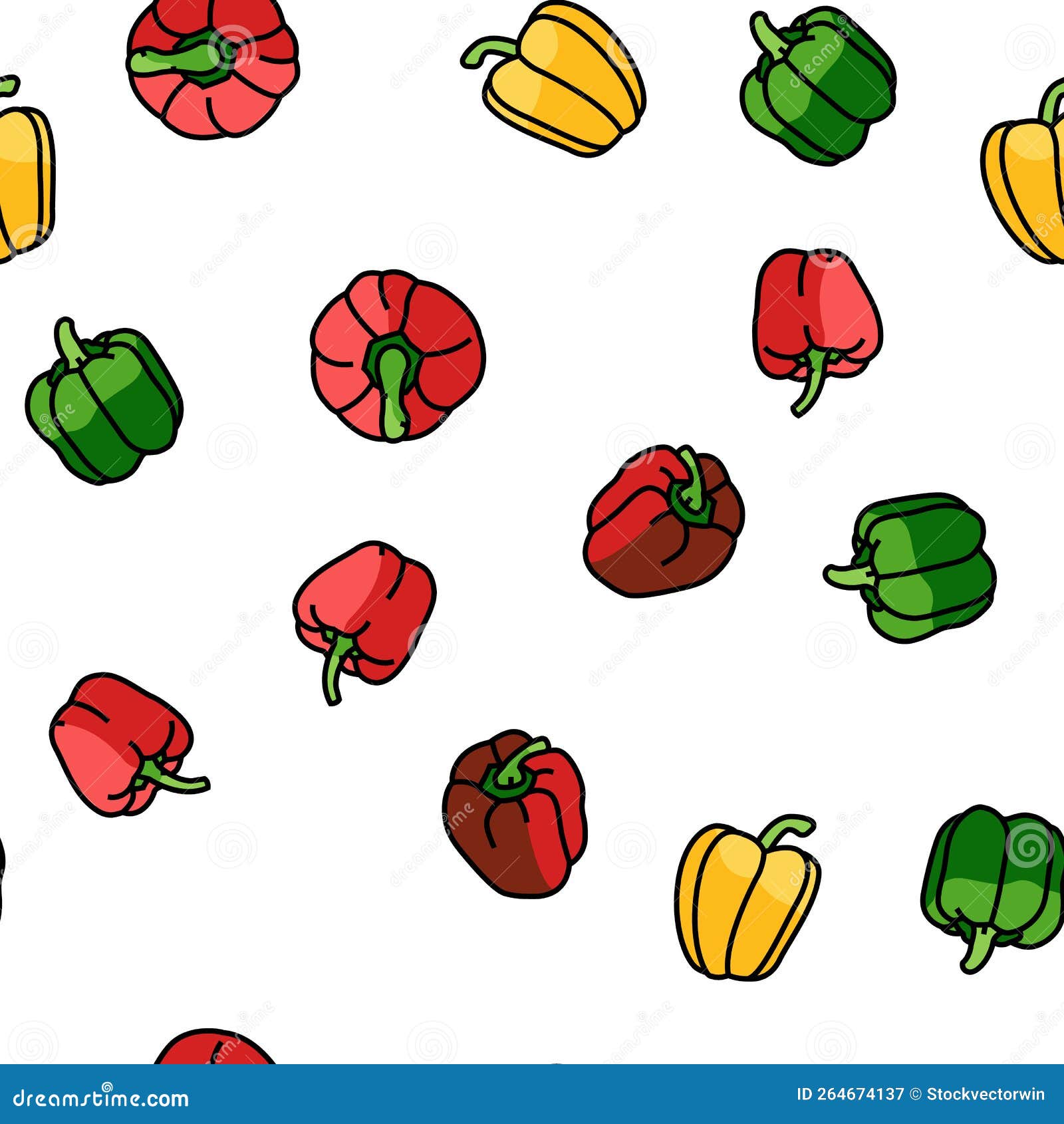 Pepper Ingredient Food Organic Vector Seamless Pattern Stock Vector ...