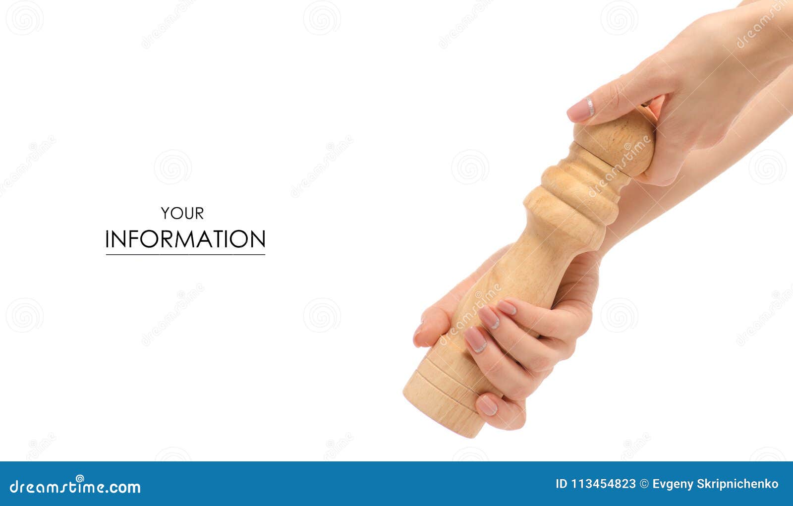 Pepper Mill Wooden in Hand Pattern Stock Image - Image of natural, meal ...