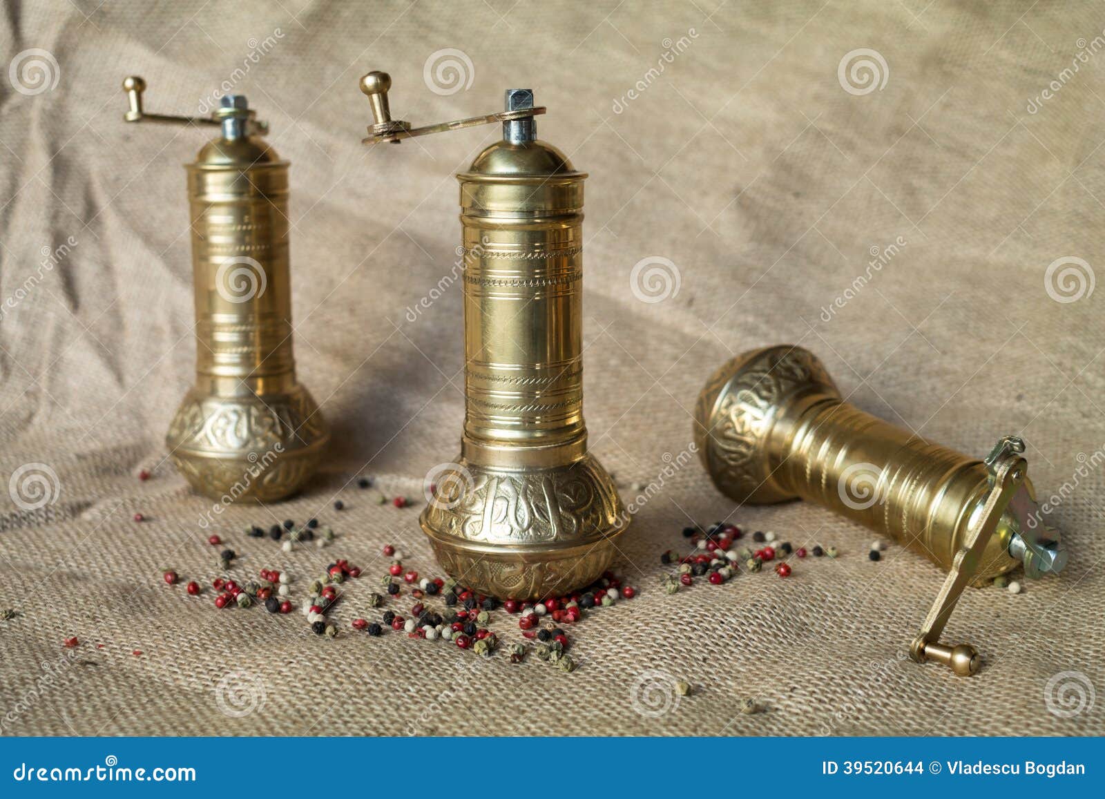 Pepper mills stock photo. Image of flavor, metallic, peppercorn - 39520644