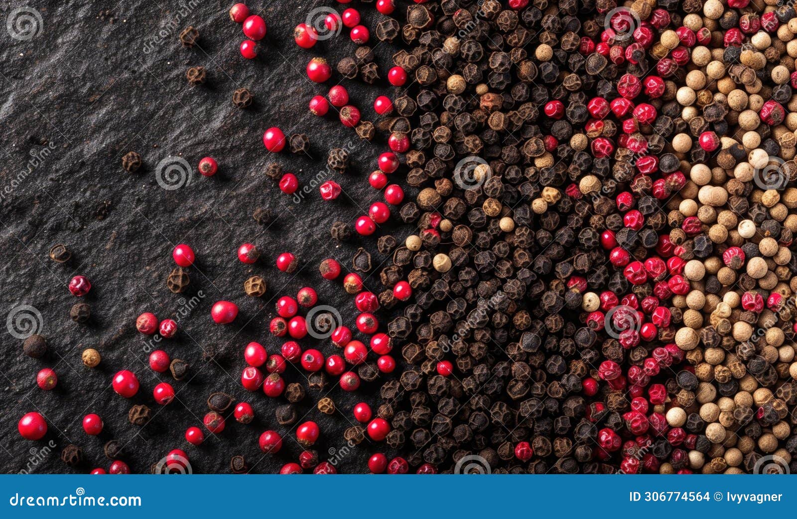 Pepper Mix on Black Background. Top View Stock Photo - Image of table ...