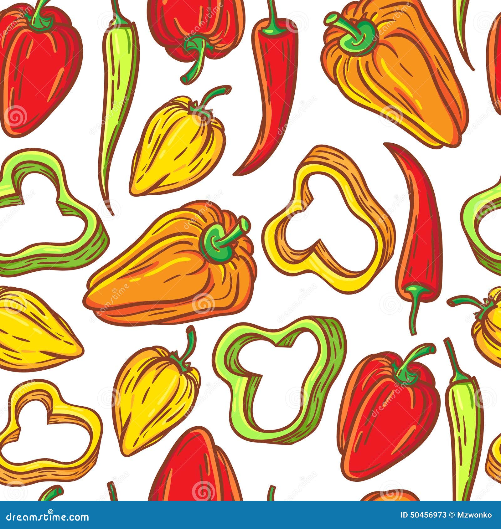 Pepper pattern stock vector. Illustration of ripe, pepper - 50456973