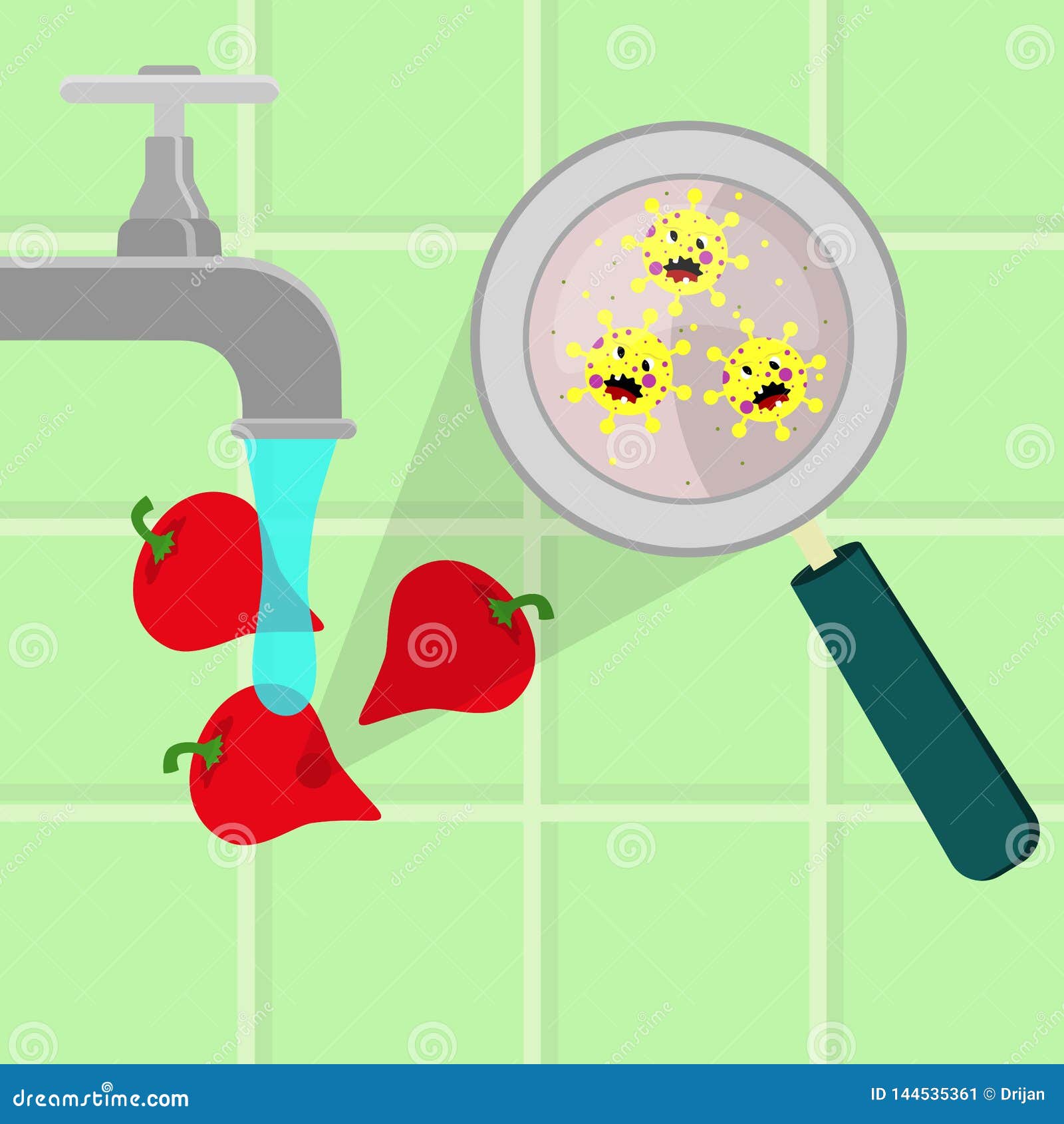 Pepper Pout Contaminated with Microbes Stock Vector - Illustration of ...