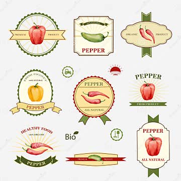 Pepper, Set of Label Design Stock Vector - Illustration of logo ...