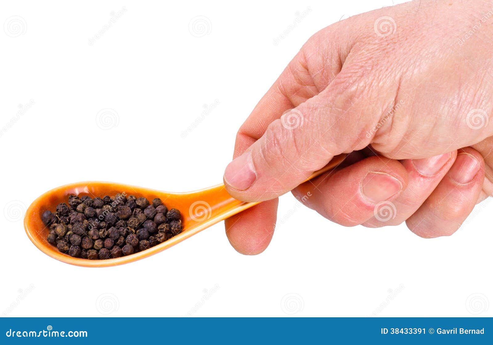 Pepper in spoon stock image. Image of flavored, peppercorn - 38433391