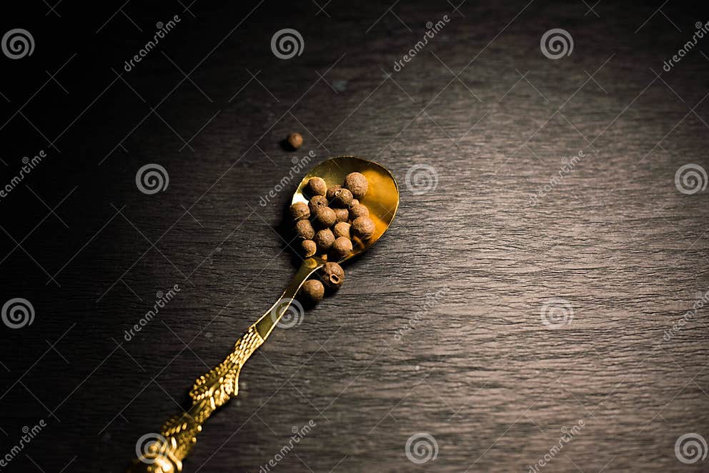 Pepper on a spoon stock photo. Image of isolated, healthy - 155348108