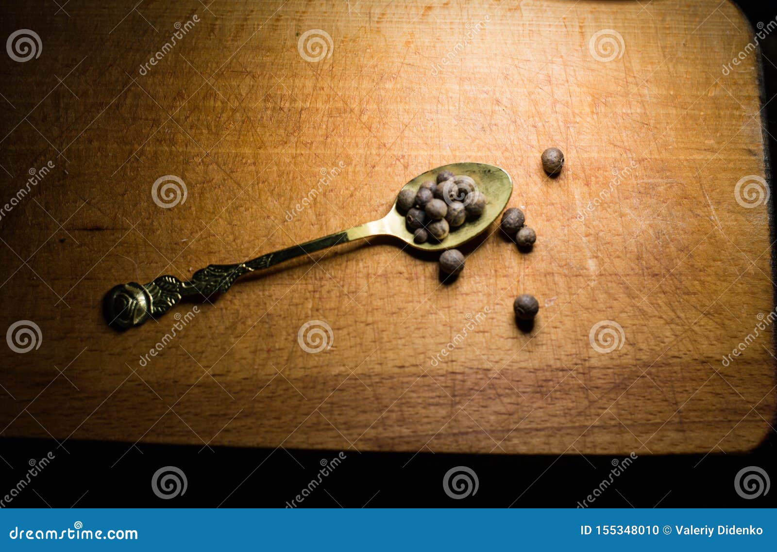 Pepper on a spoon stock photo. Image of grains, colorful - 155348010