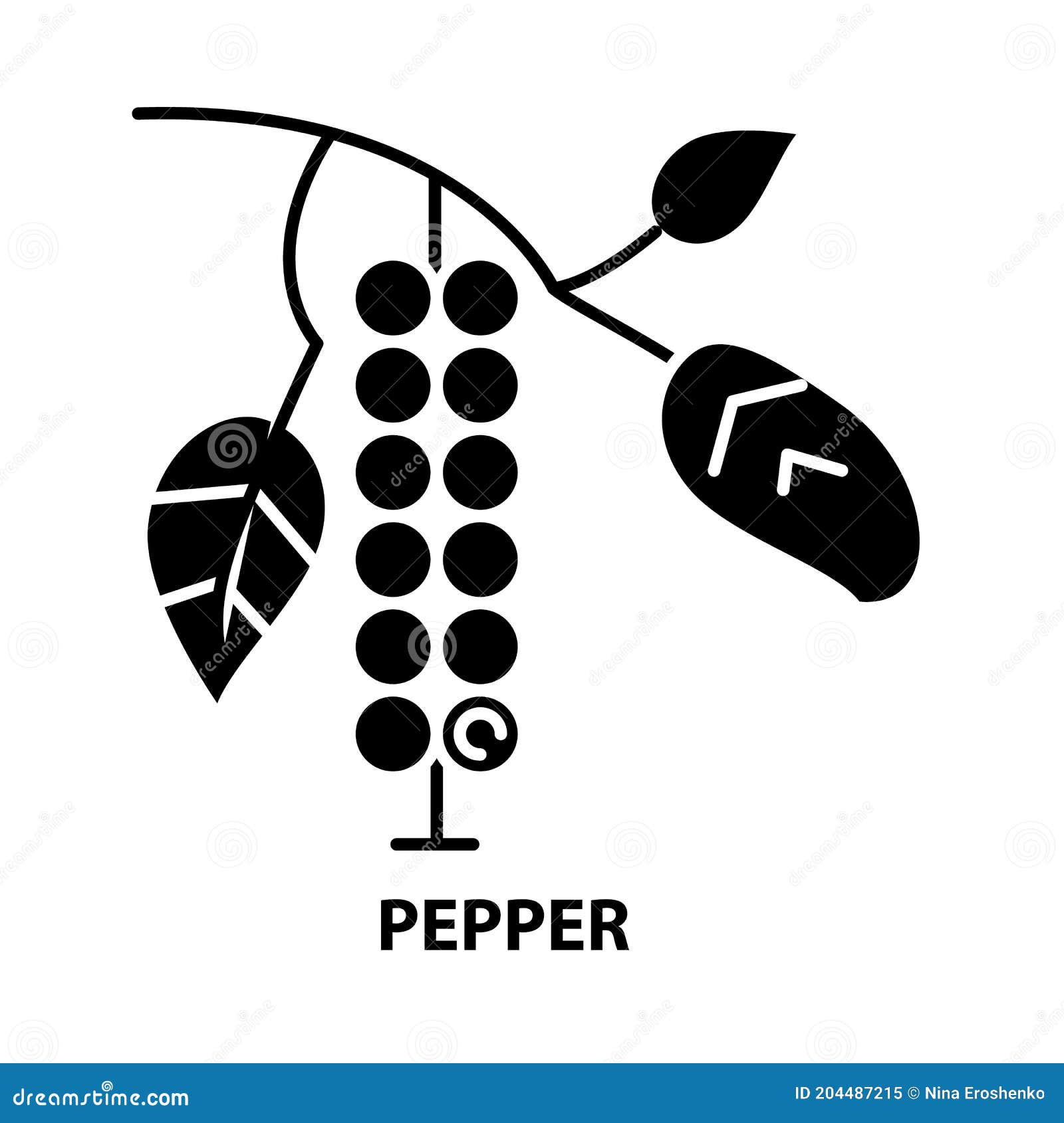 Pepper Symbol Icon, Black Vector Sign with Editable Strokes, Concept ...