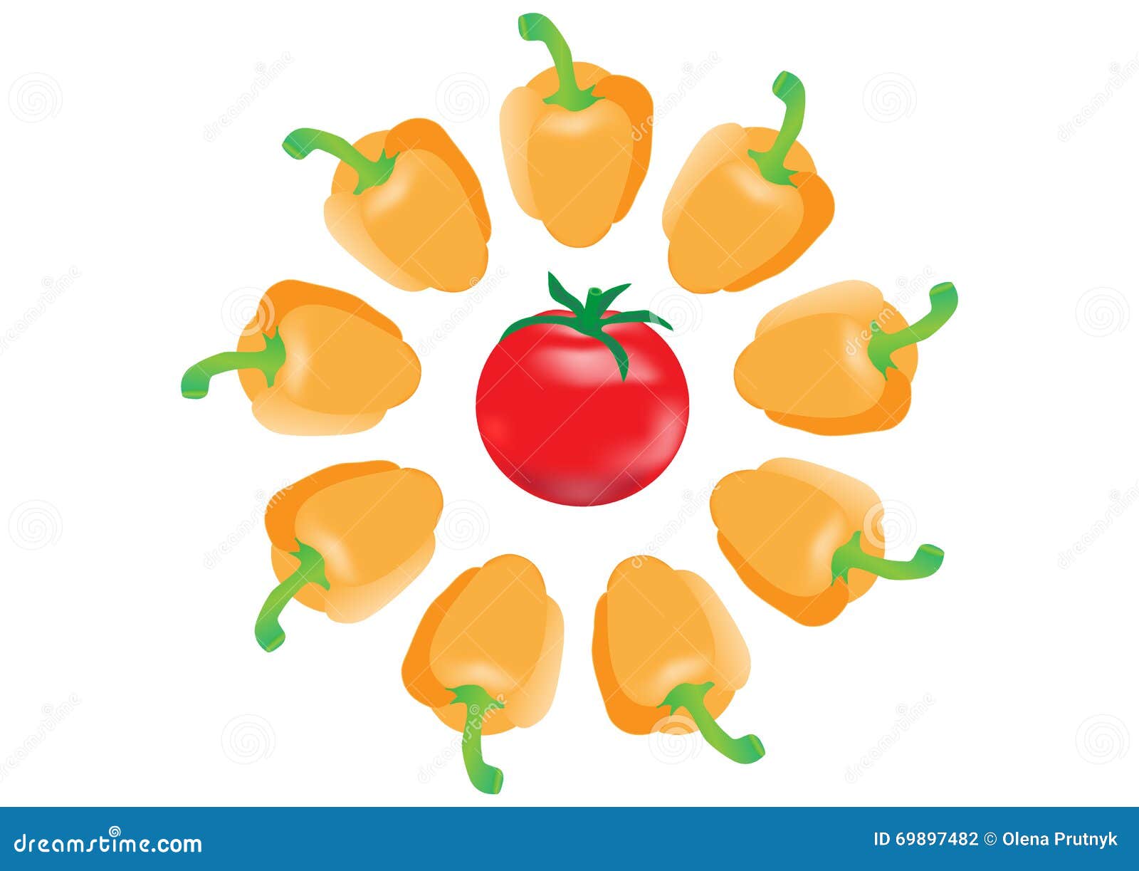 Pepper and tomato stock vector. Illustration of pepper - 69897482