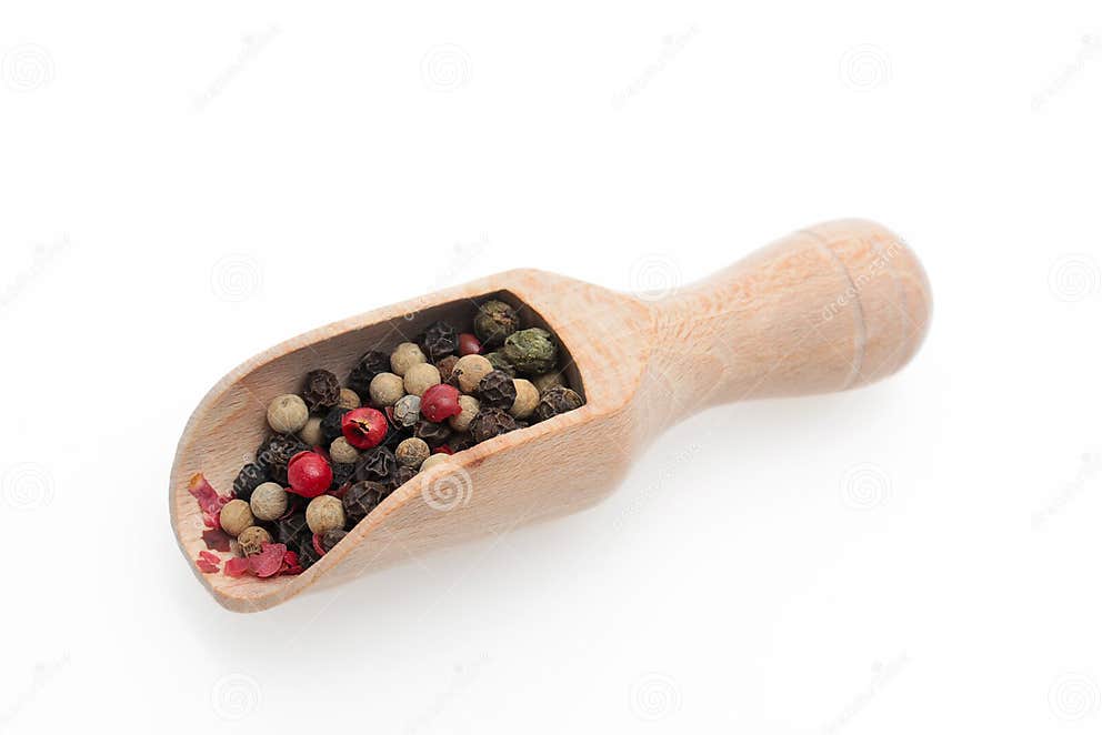 Pepper in wooden spoon stock image. Image of natural - 23787167