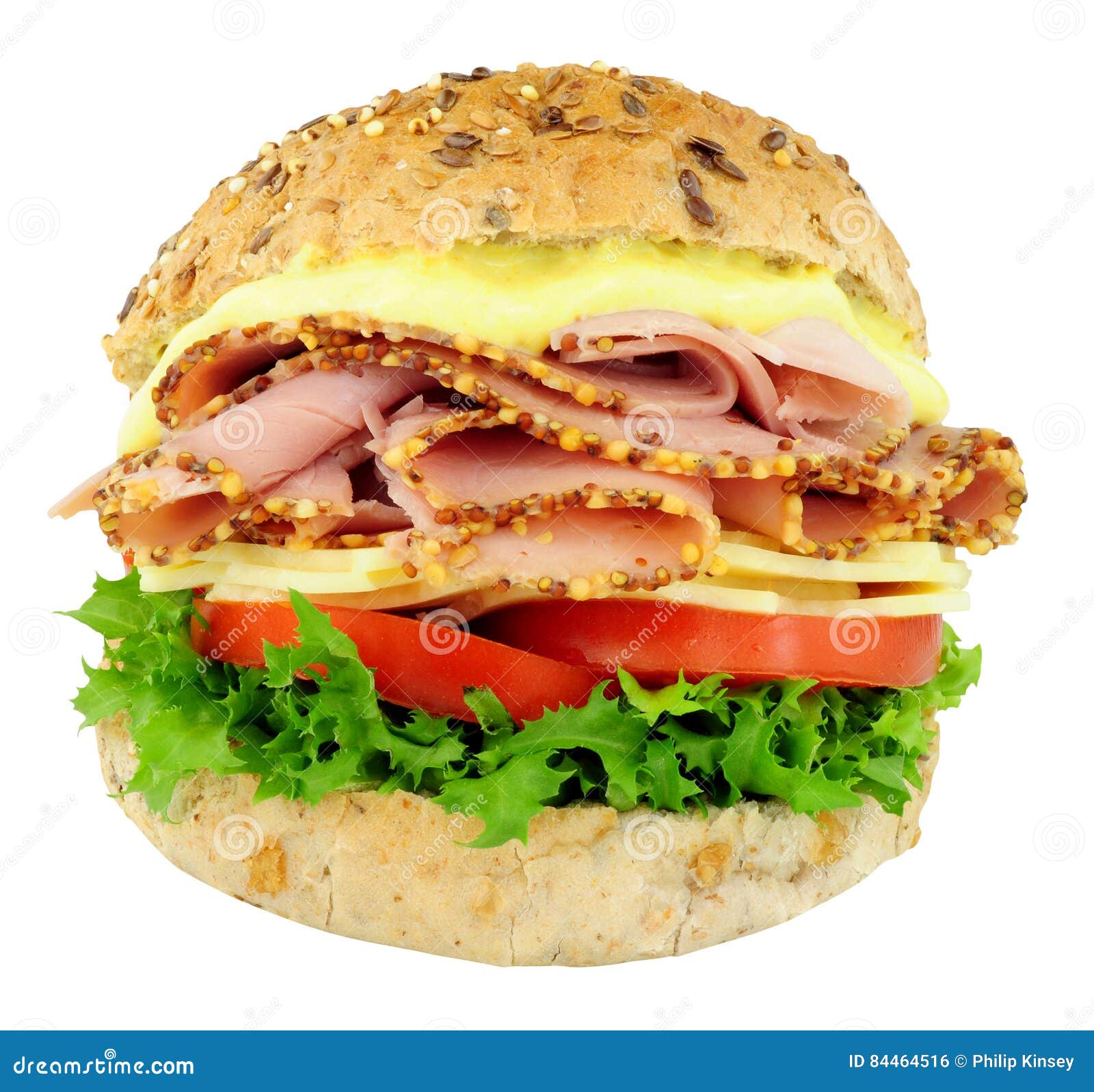 Peppered Ham and Cheese Sandwich Roll Stock Foto - Image of bladeren ...