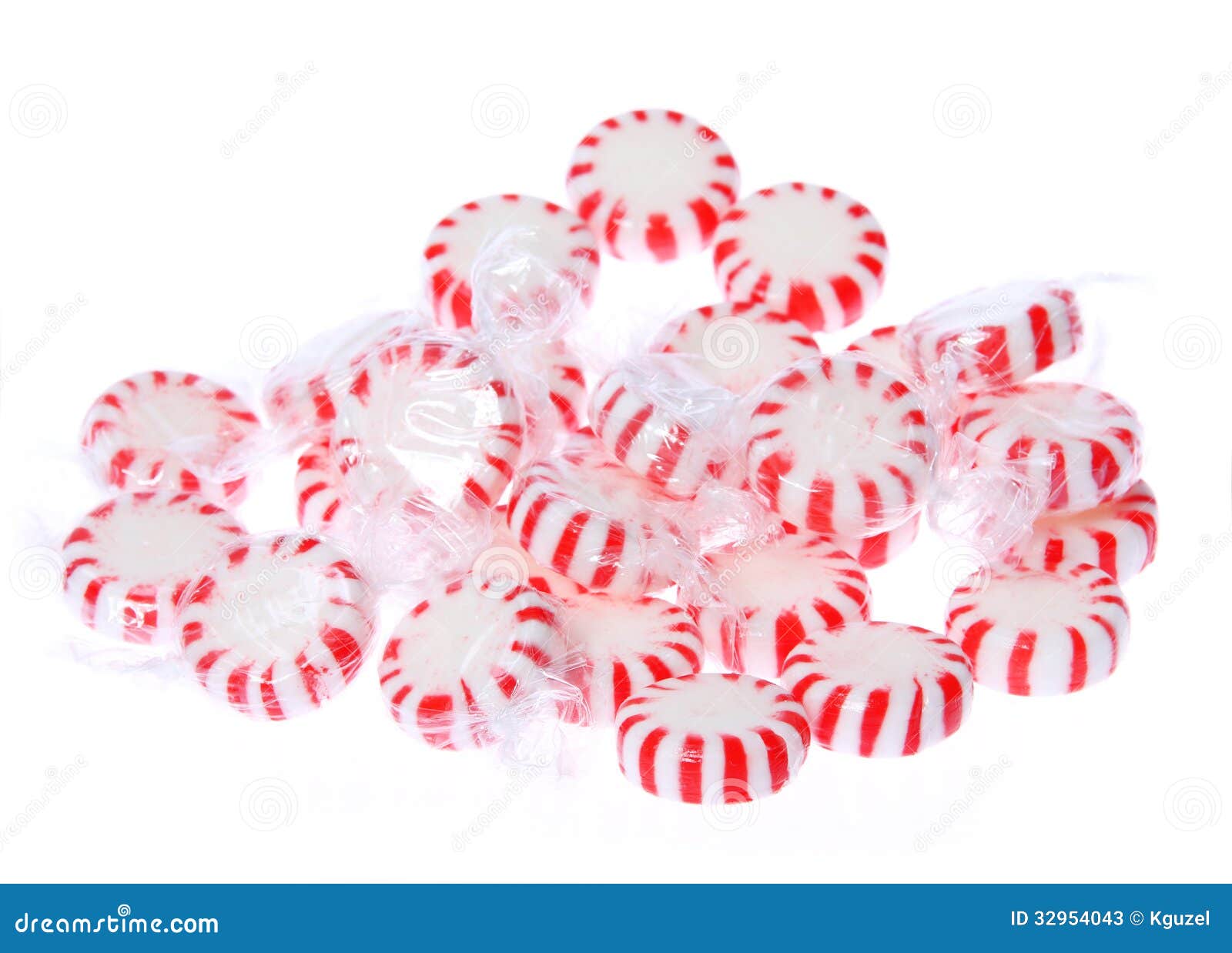 Peppermint Candy Pile Isolated on White. Stock Image - Image of ...