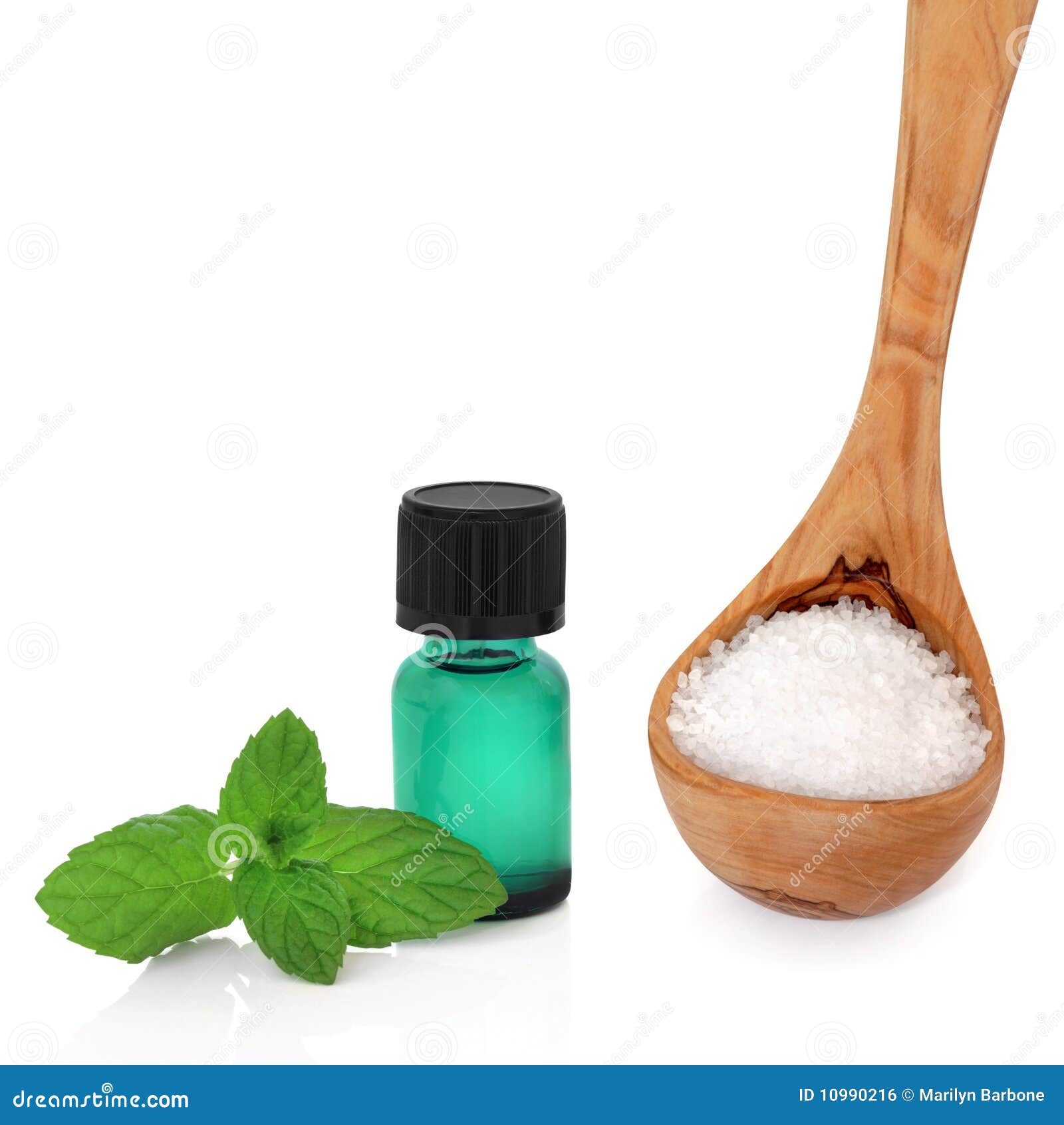 Peppermint Essence and Sea Salt Stock Photo - Image of aromatic, ladle ...