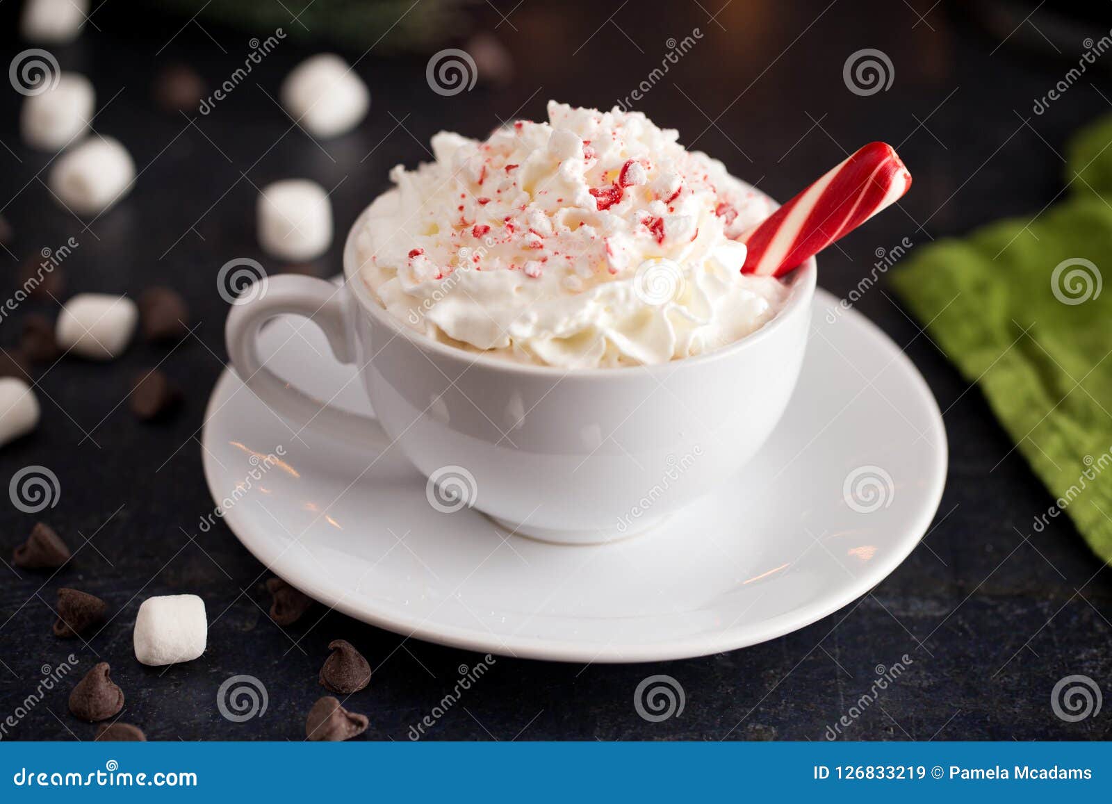 Peppermint Latte on a Table Set for the Holidays Stock Image - Image of ...
