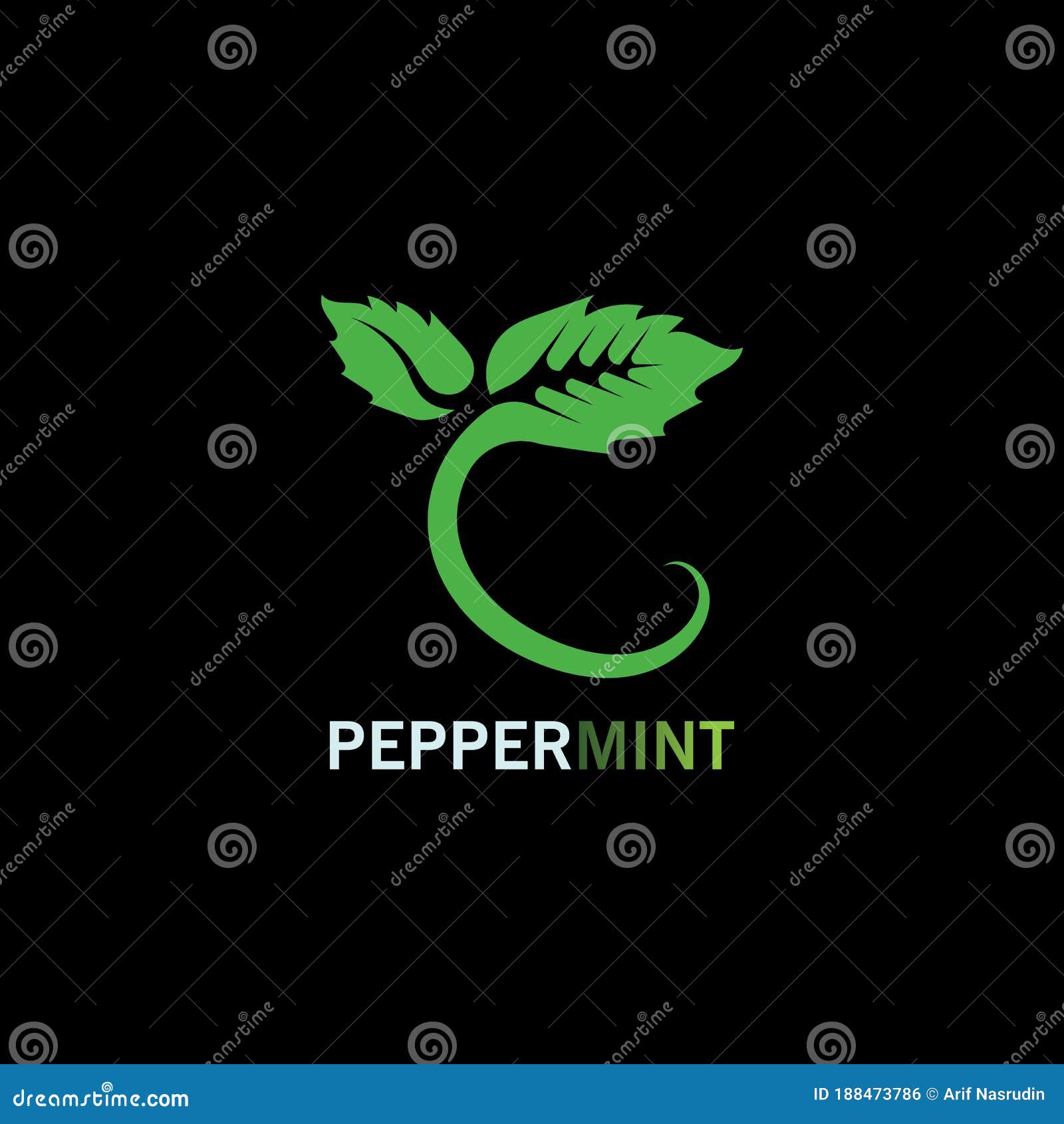 Peppermint Leaf Logo Inspiration Concept Design on Black Background ...