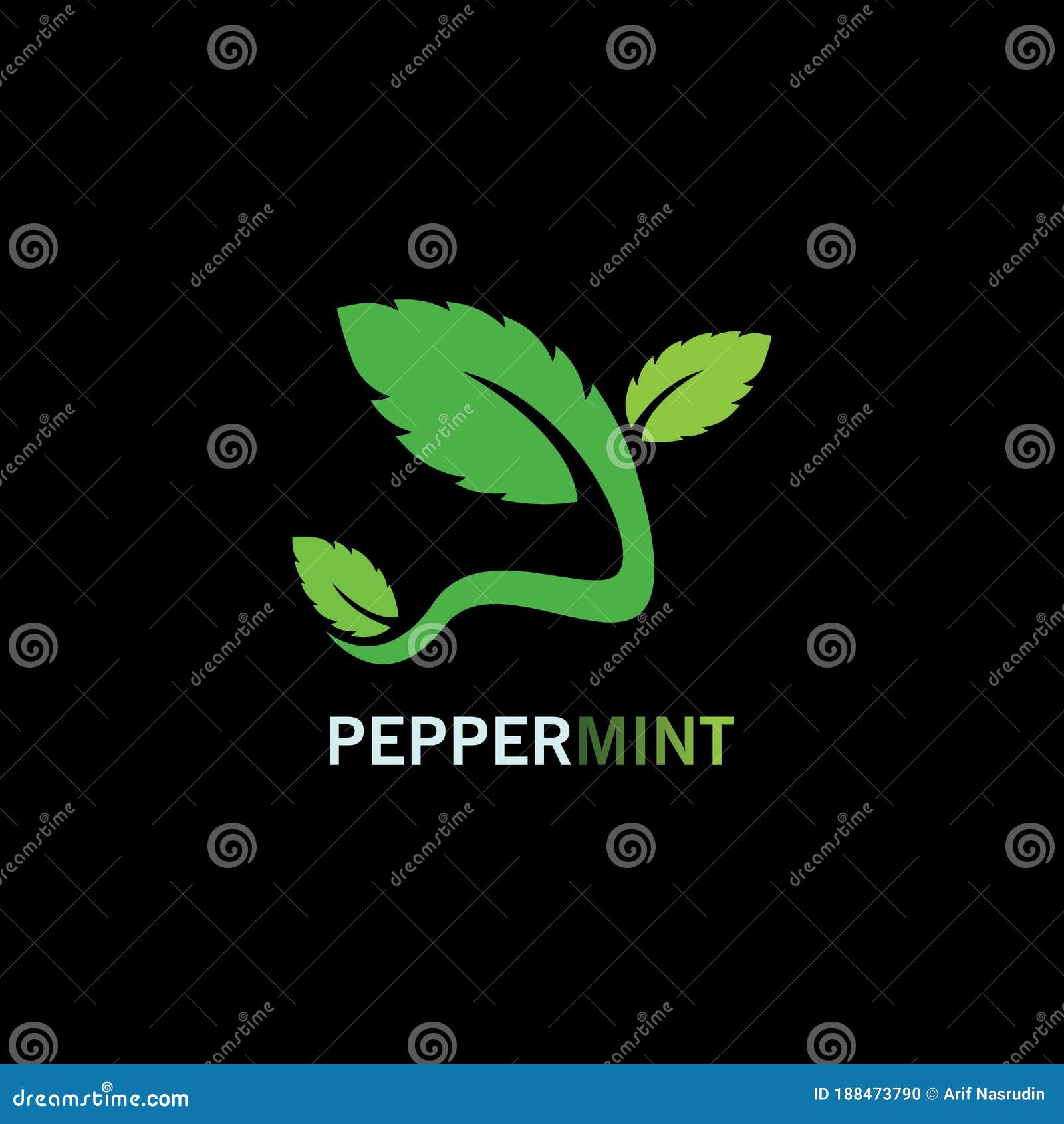 Peppermint Leaf Logo Inspiration Concept Design on Black Background ...