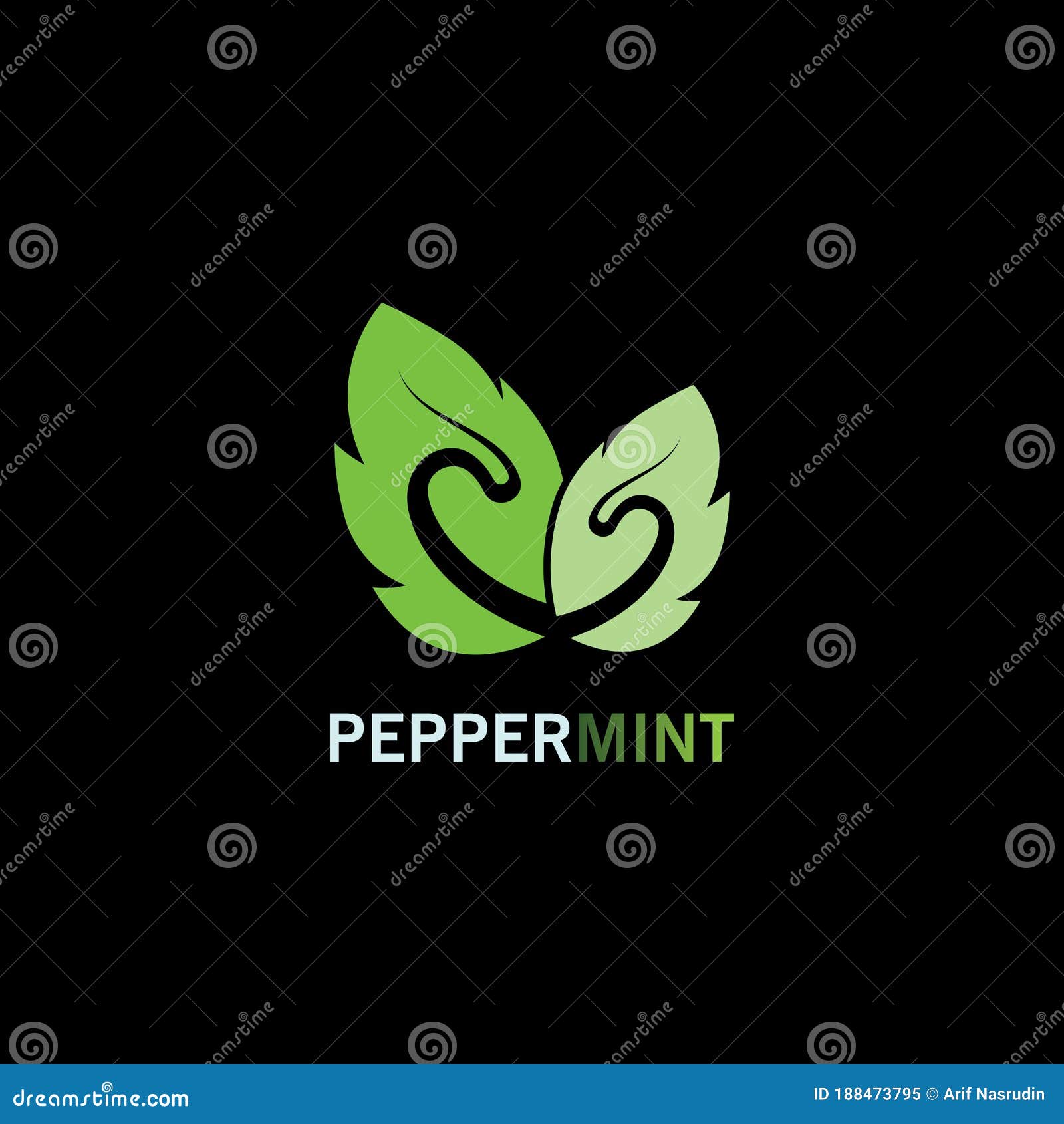 Peppermint Leaf Logo Inspiration Concept Design on Black Background ...