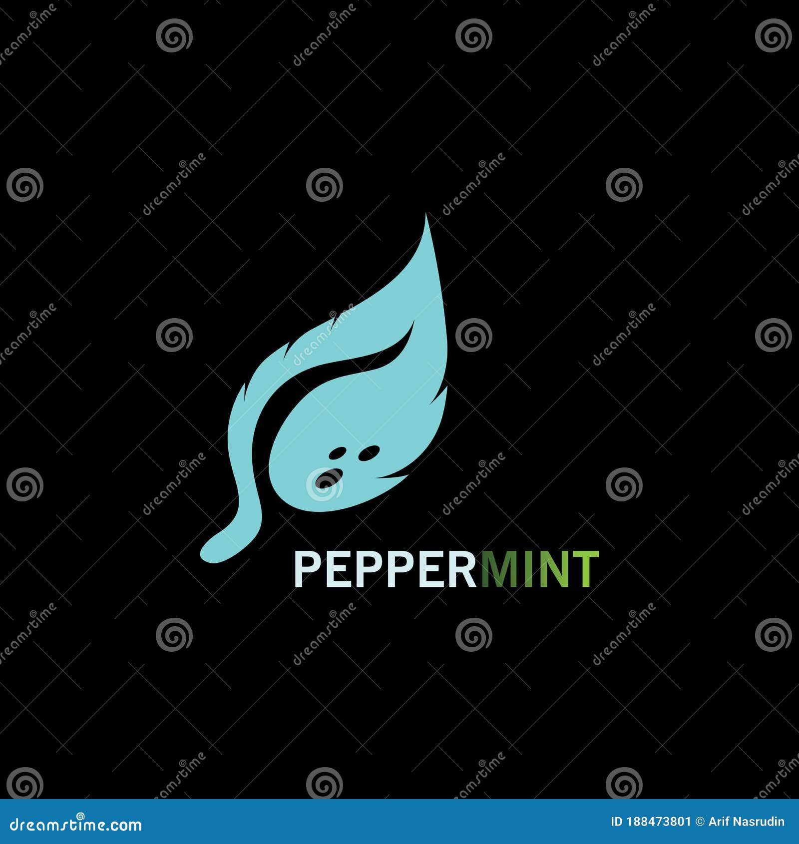 Peppermint Leaf Logo Inspiration Concept Design on Black Background ...