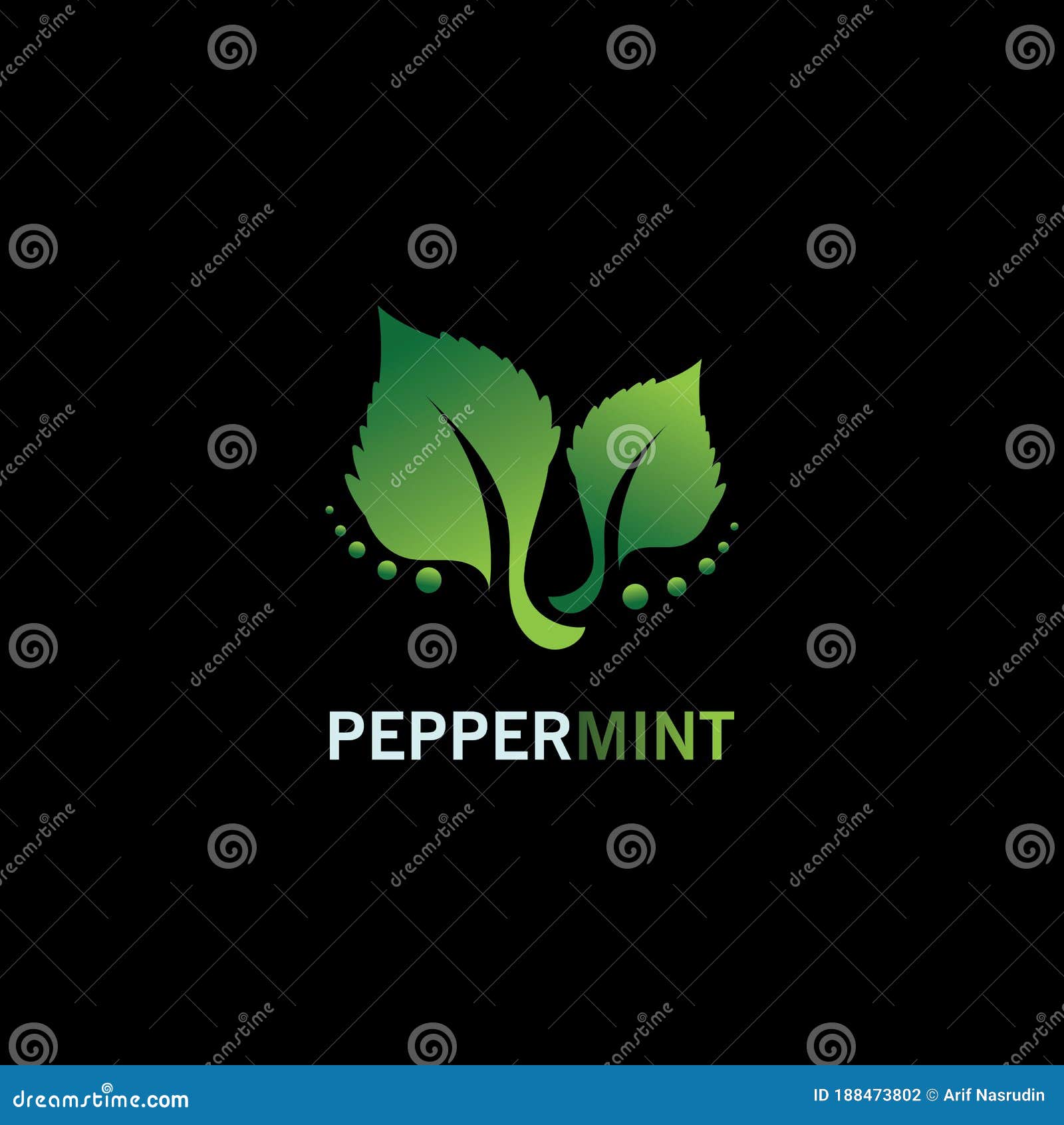 Peppermint Leaf Logo Inspiration Concept Design on Black Background ...
